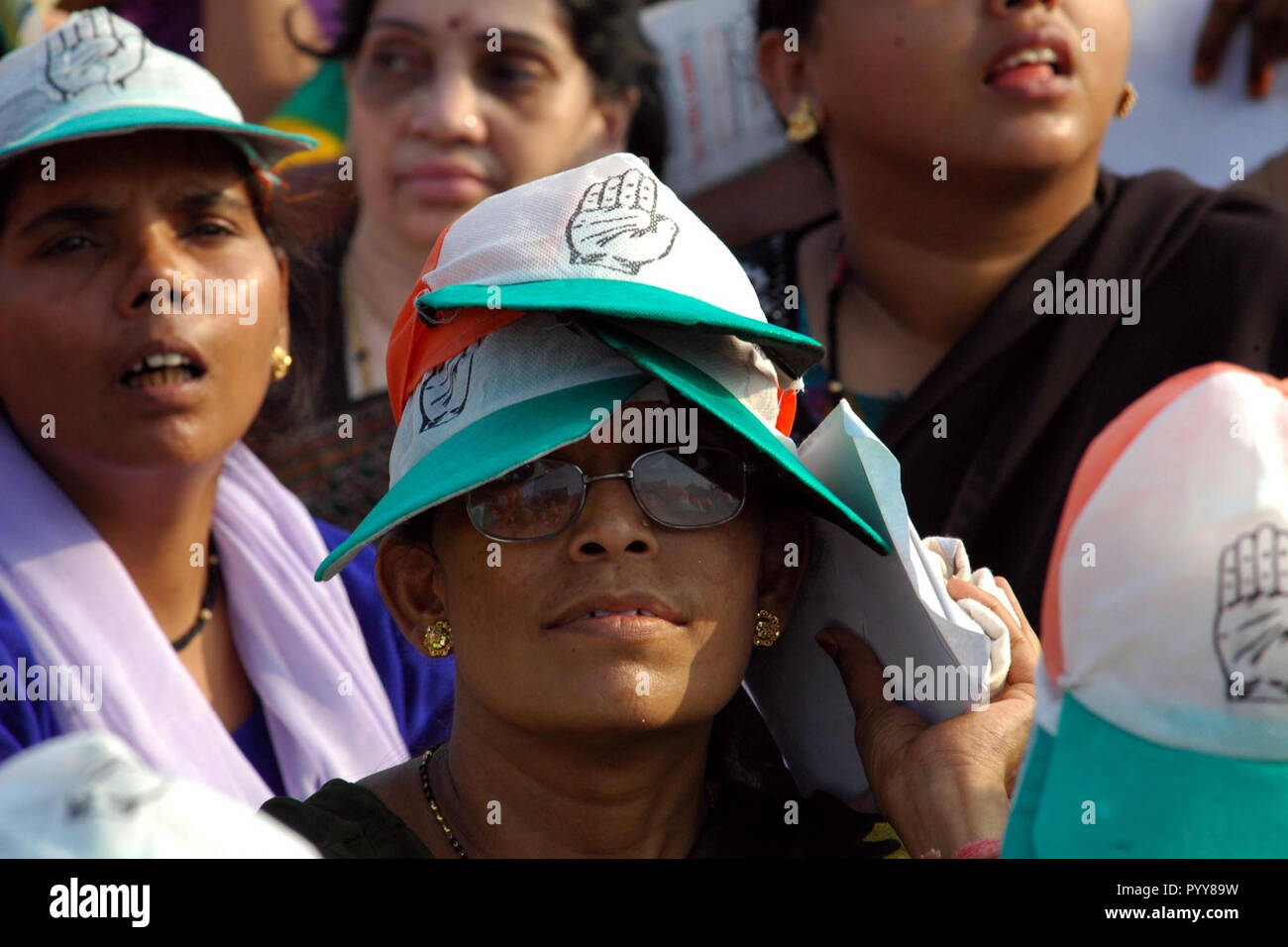 Woman supporter at Shivaji Park, Mumbai, Maharashtra, India, Asia Stock ...