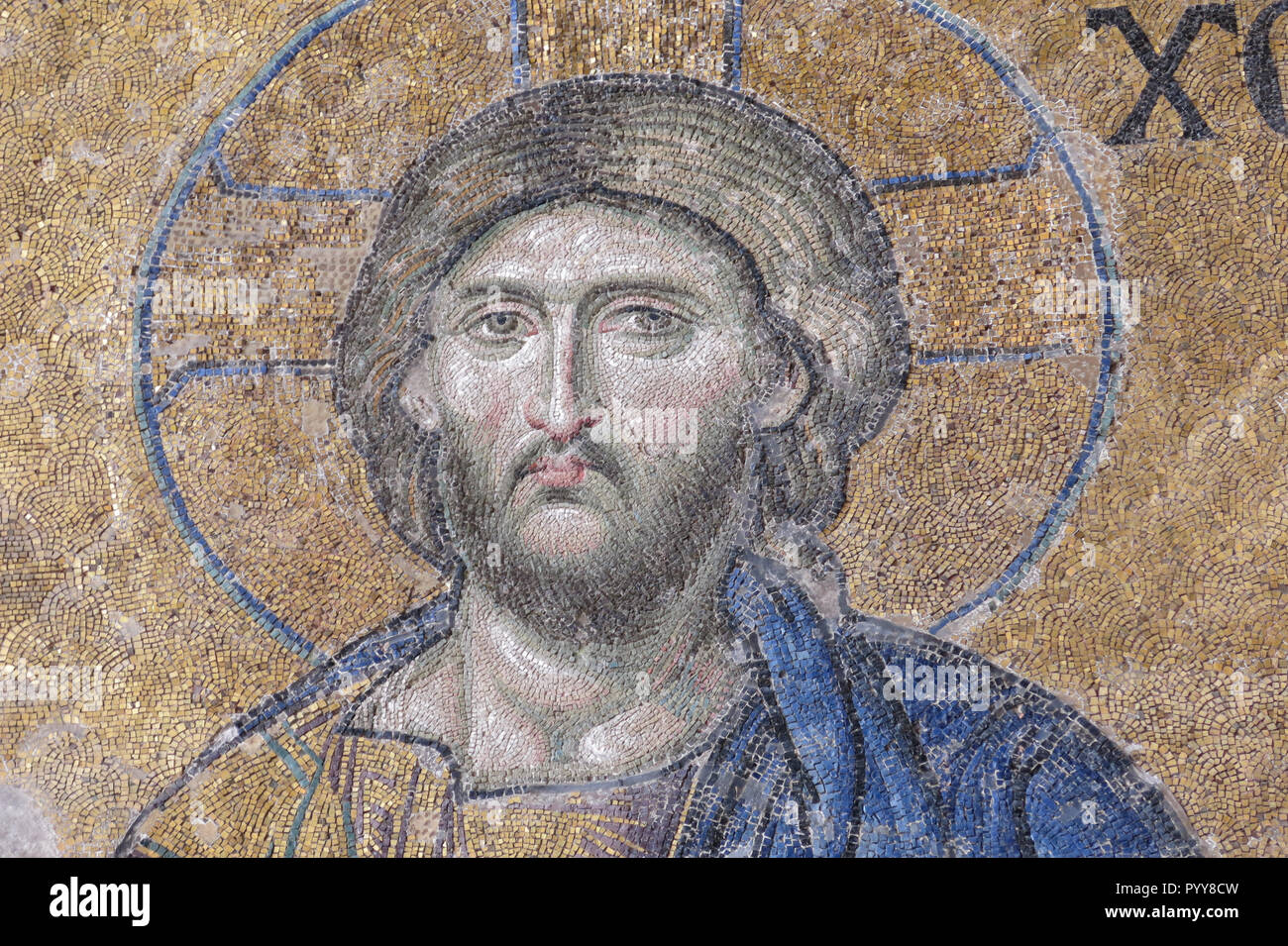 Mosaic with the representation of Christ Pantocrator. Considered one of ...