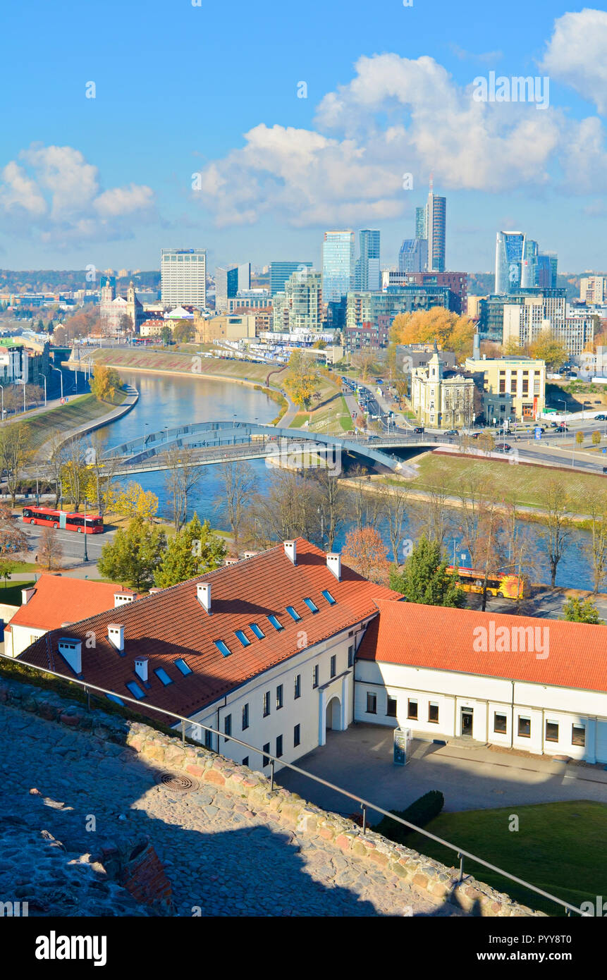 Vilnius, capital of Lithuania, scenic aerial panorama of modern ...