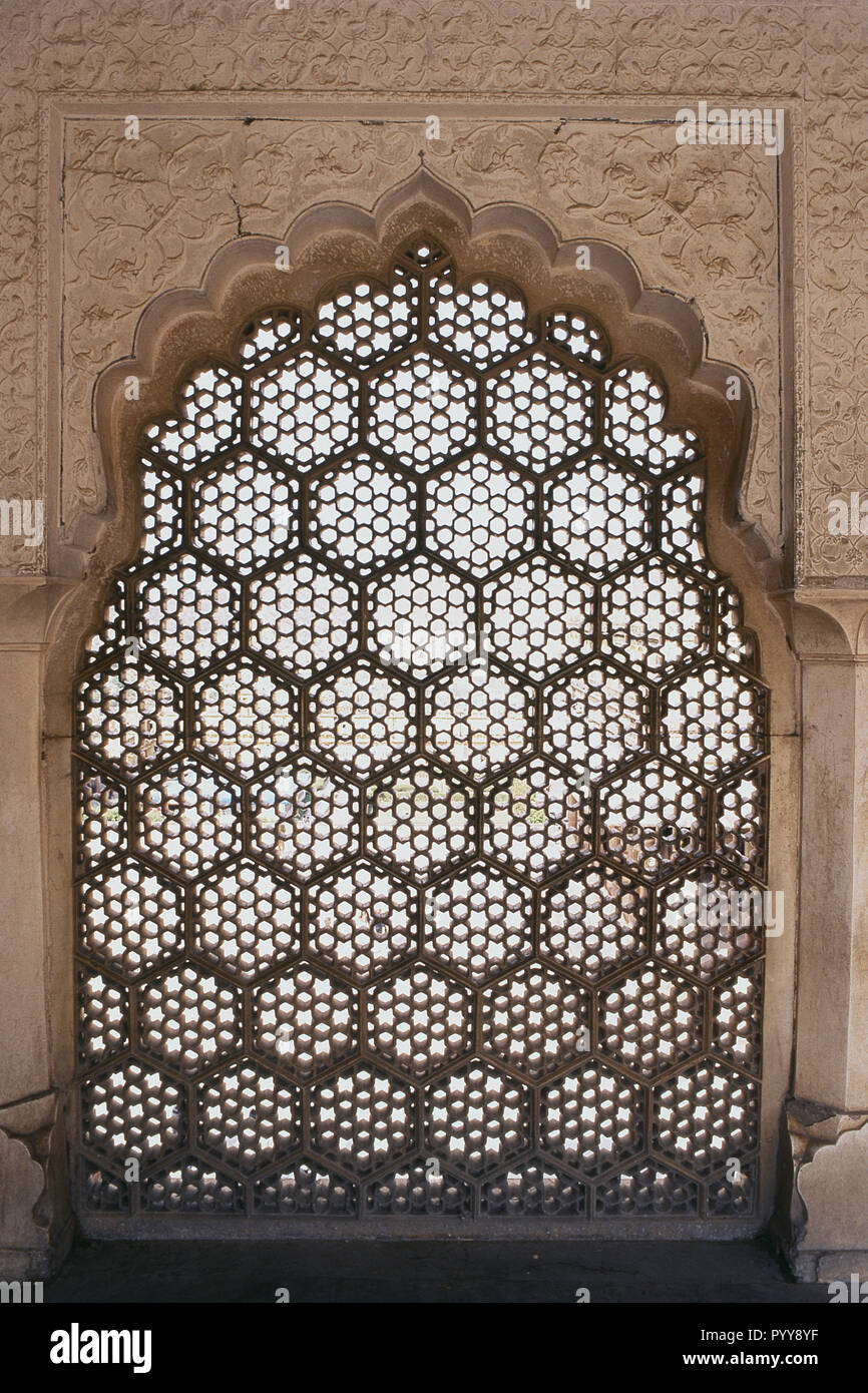 Carved Marble Jali Suhag Mandir Amber Fort Jaipur Rajasthan India