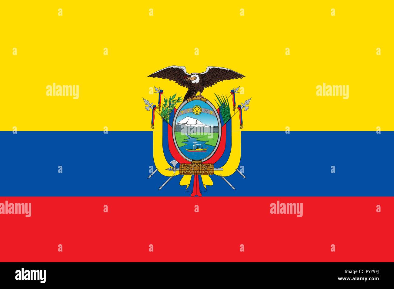 Simple flag of Ecuador. Correct size, proportion, colors Stock Vector ...