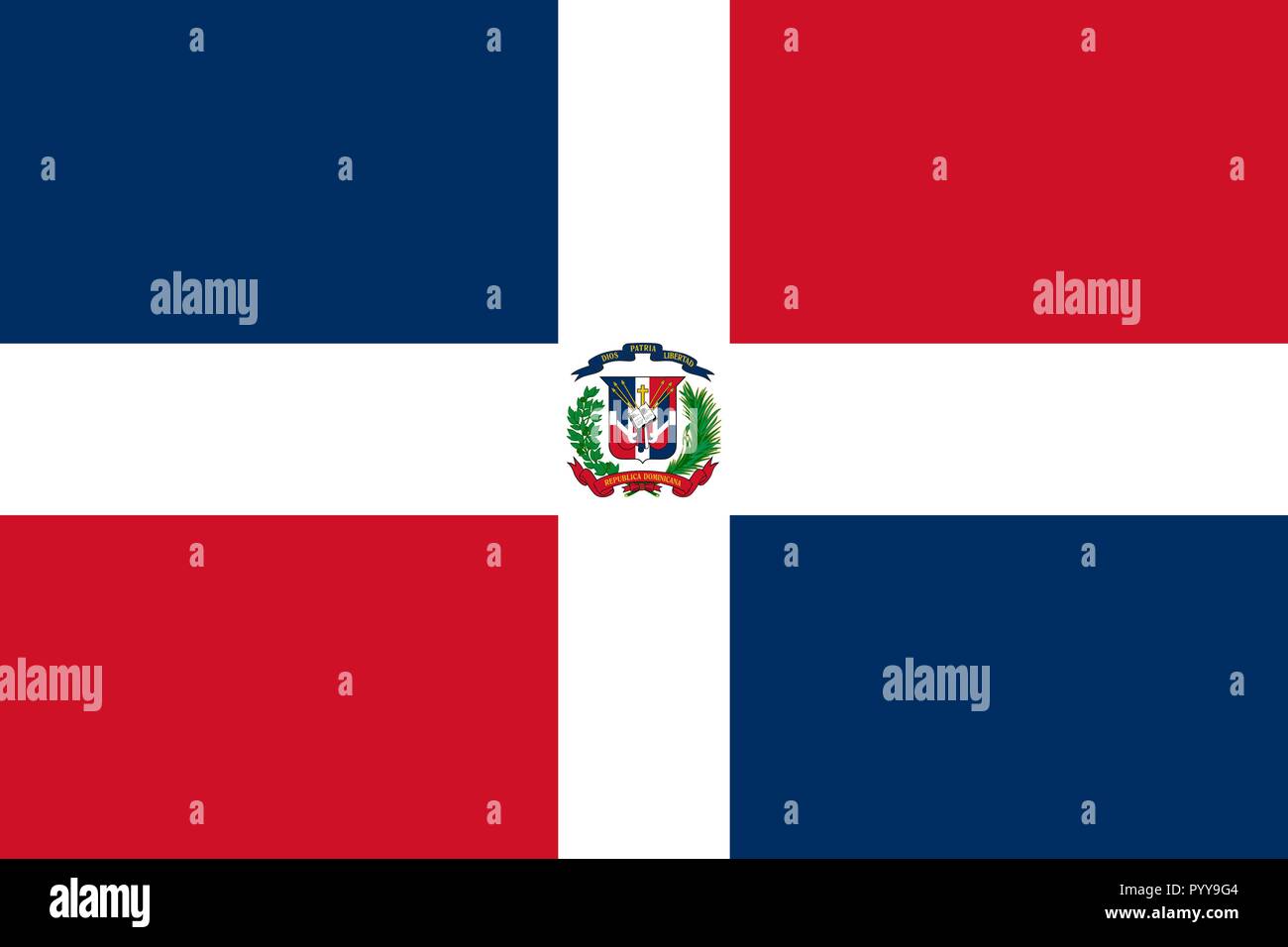 Simple flag of Dominican Republic. Correct size, proportion, colors ...