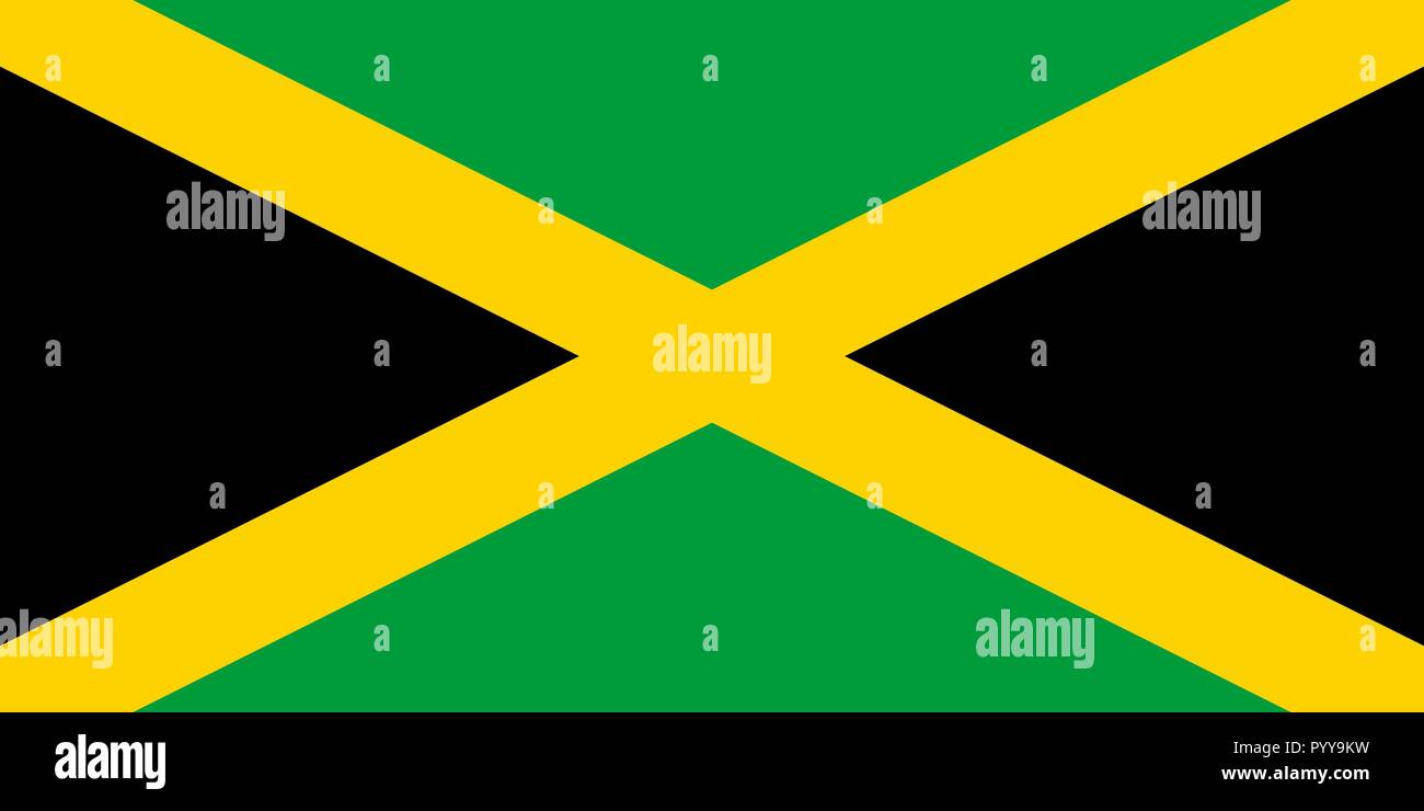 Simple flag of Jamaica. Correct size, proportion, colors Stock Vector ...