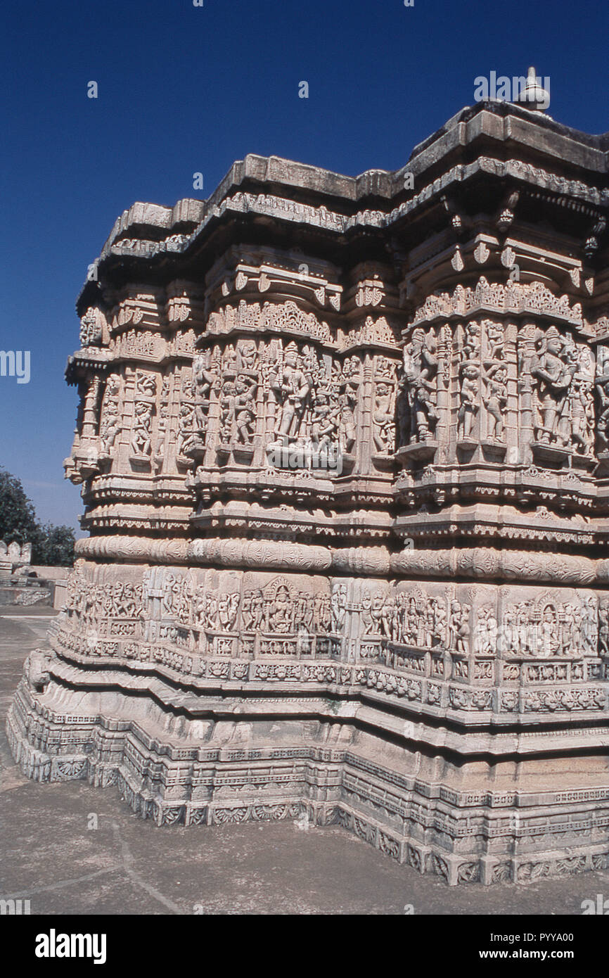 Carved solar deities, Surya sun temple, Ranakpur, Rajasthan, India ...