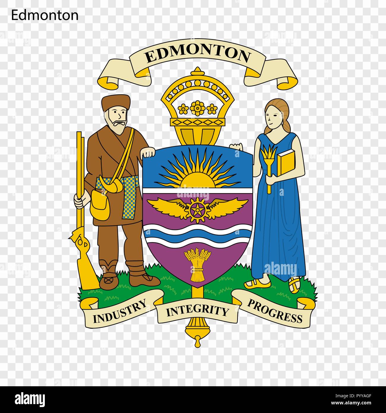Emblem of Edmonton. City of Canada. Vector illustration Stock Vector ...