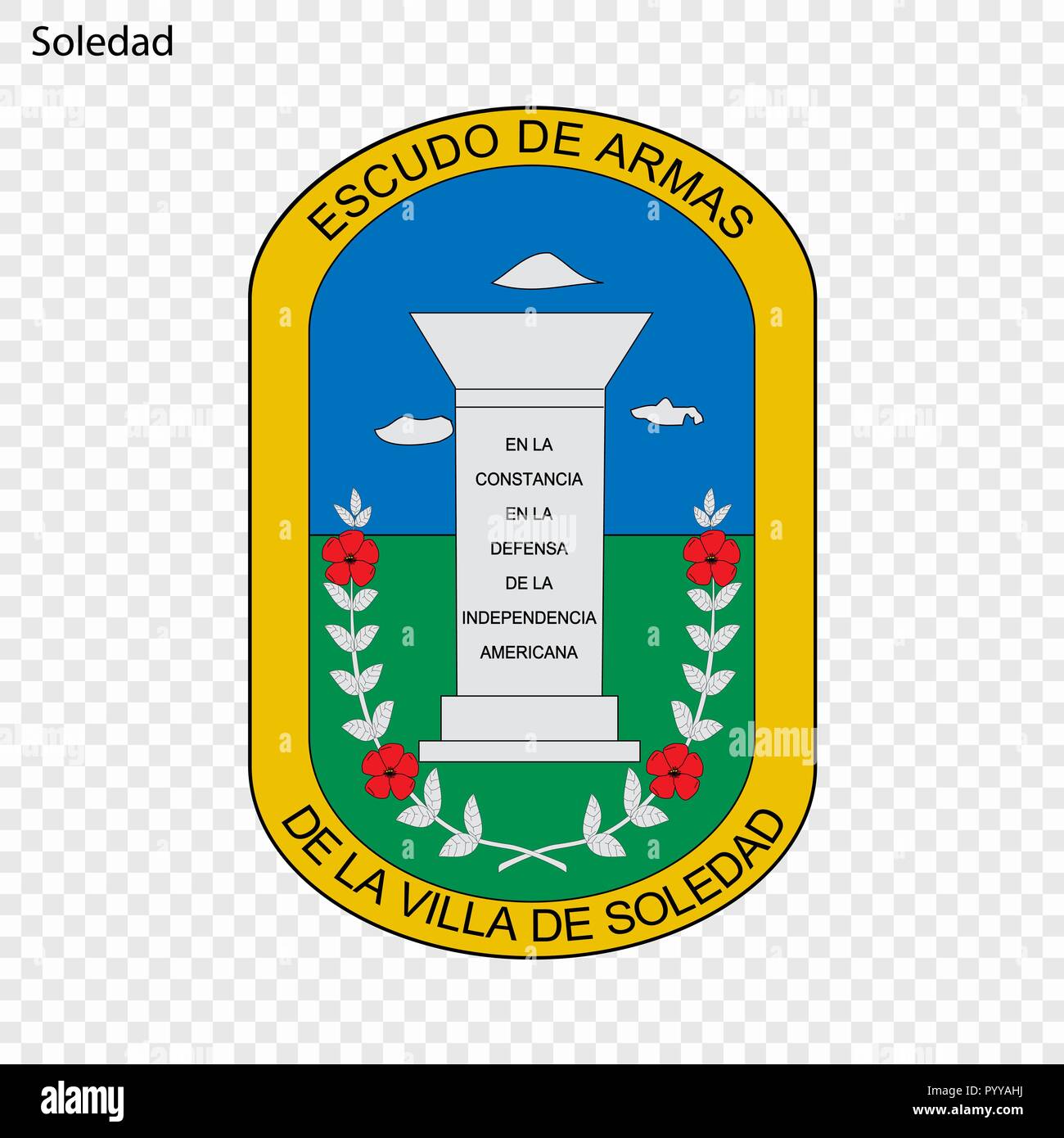 Emblem of Soledad. City of Colombia. Vector illustration Stock Vector ...