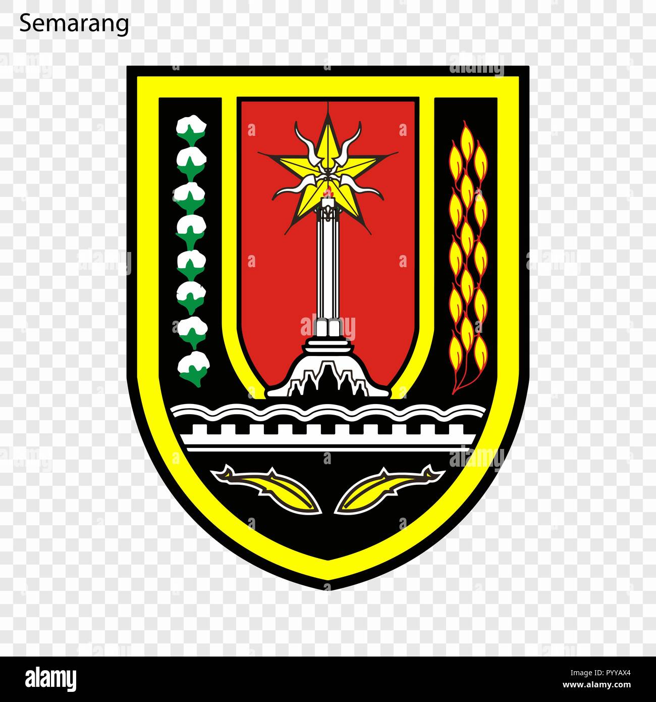 Emblem of Medan. City of Indonesia. Vector illustration Stock Vector ...
