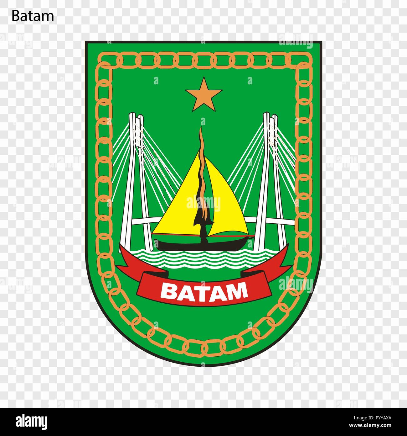 Emblem of Batam. City of Indonesia. Vector illustration Stock Vector ...