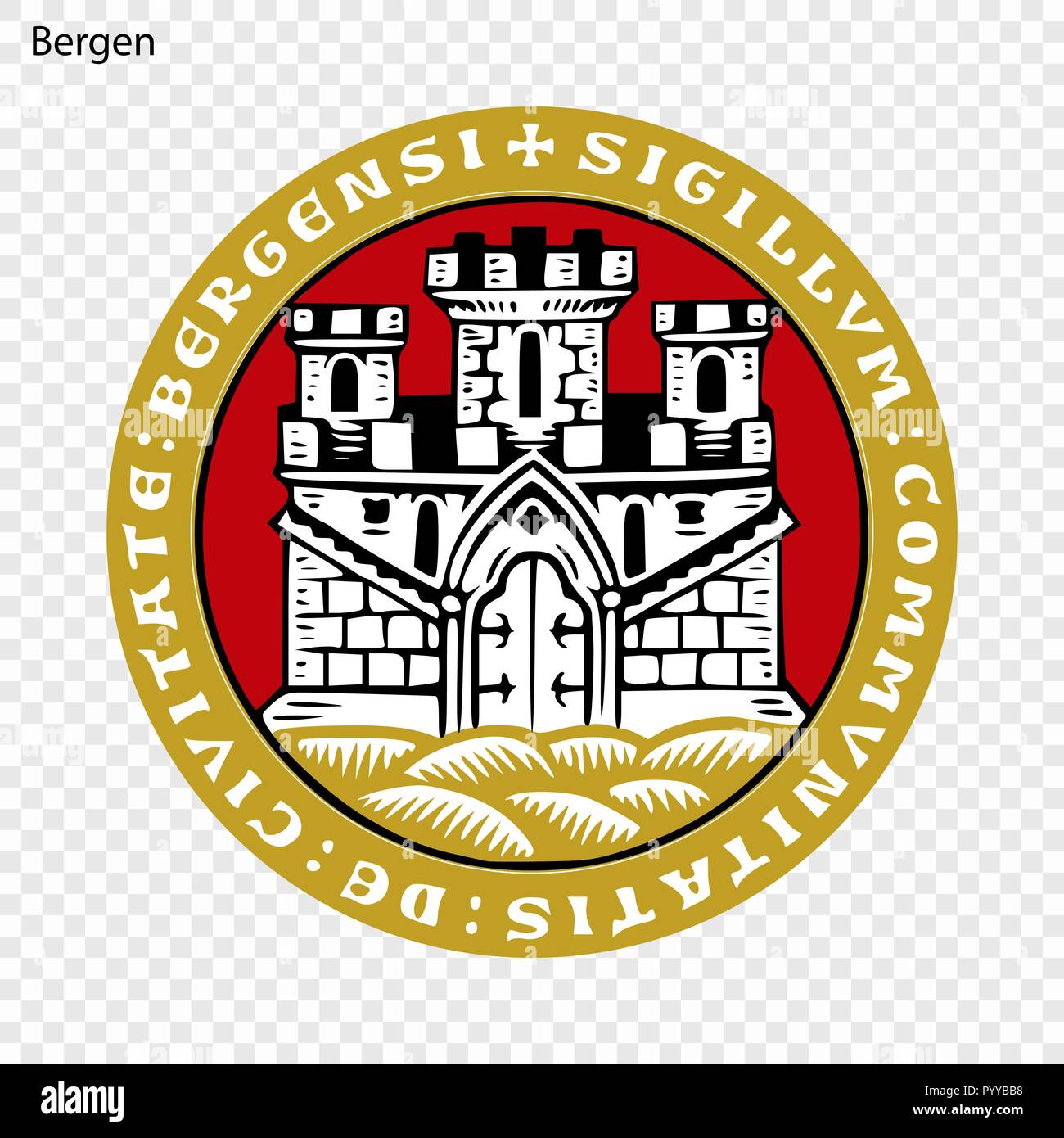 Emblem of Bergen. City of Norway. Vector illustration Stock Vector ...