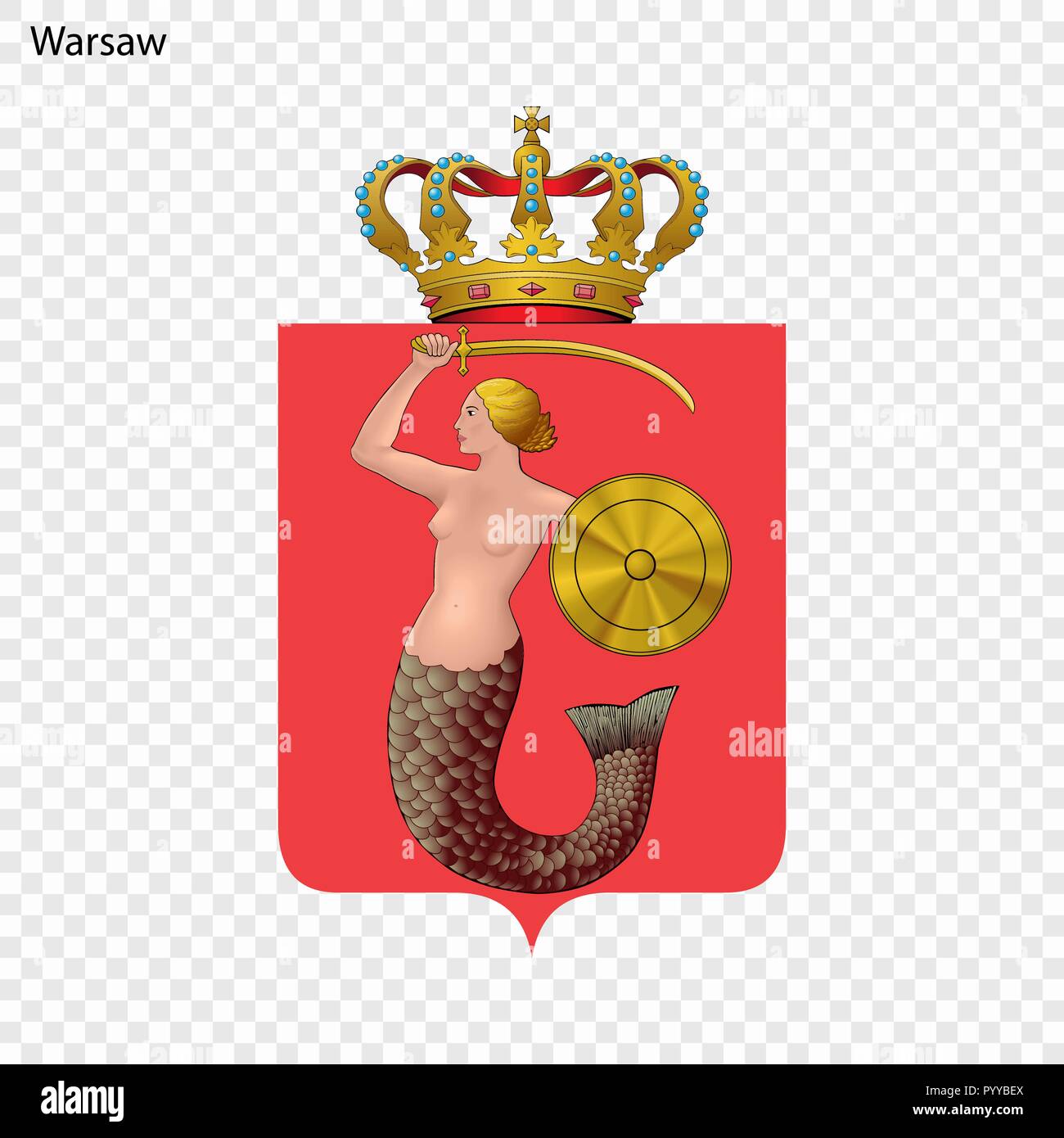 Emblem of Warsaw. City of Poland. Vector illustration Stock Vector ...