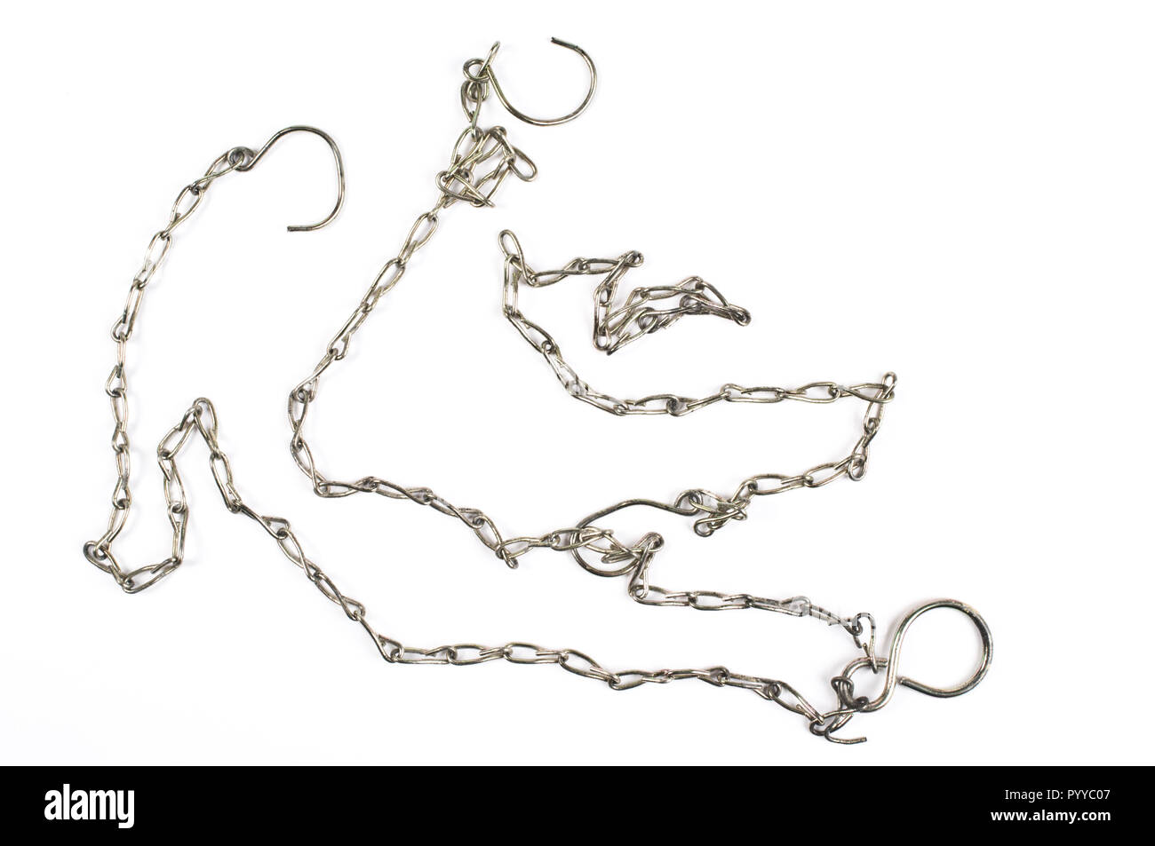 Silver steel chain on Cut Out Stock Images & Pictures - Alamy
