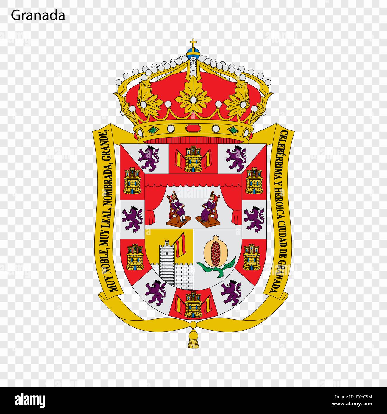 Emblem of Granada. City of Spain. Vector illustration Stock Vector ...