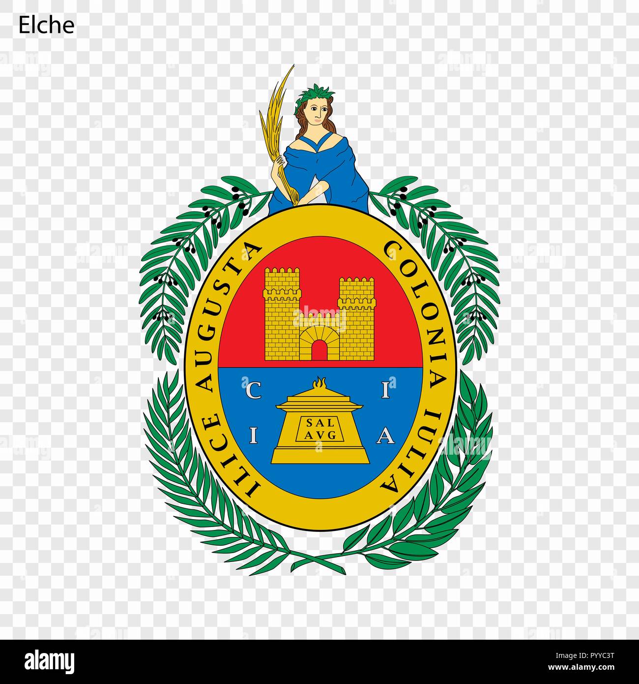 Emblem of Elche. City of Spain. Vector illustration Stock Vector Image ...