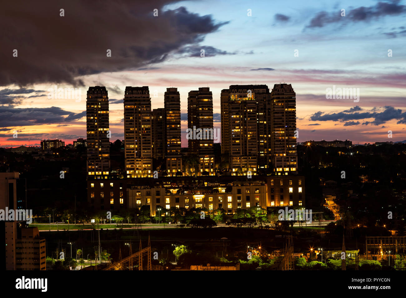 Watch the night lights in the city. Sao Paulo city, Brazil South ...