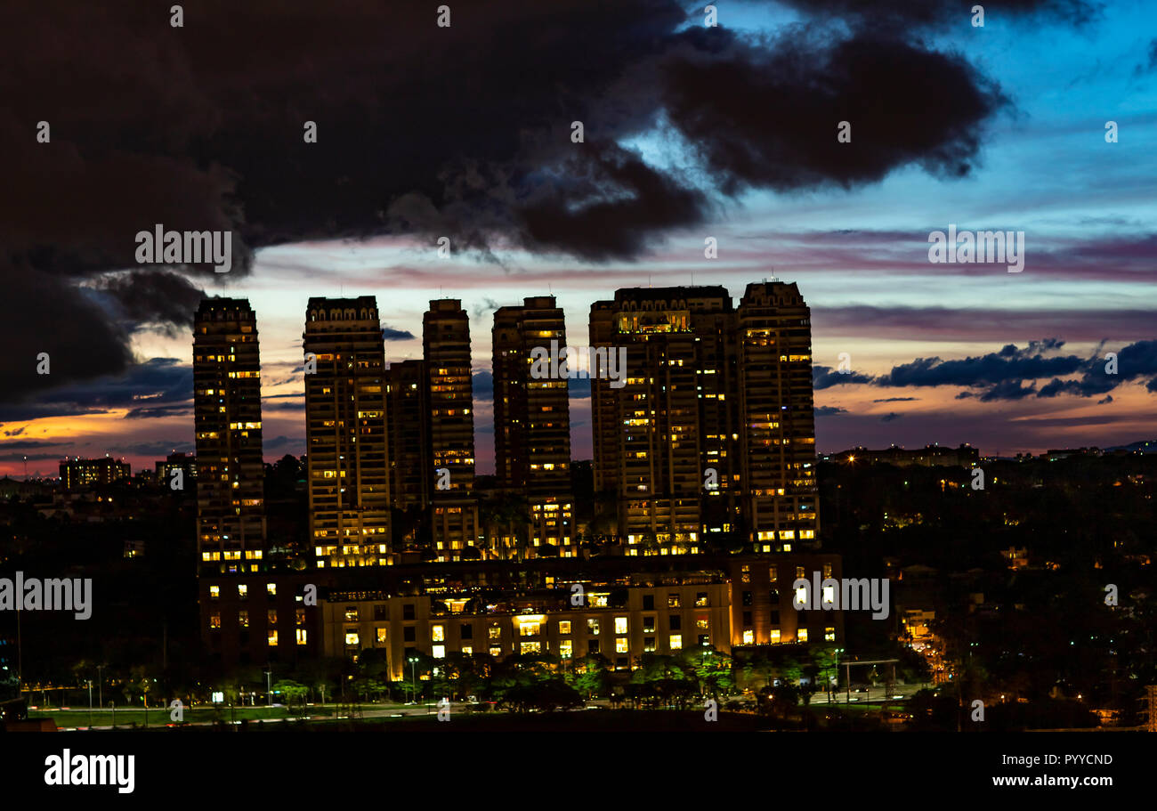 Watch the night lights in the city. Sao Paulo city, Brazil South ...