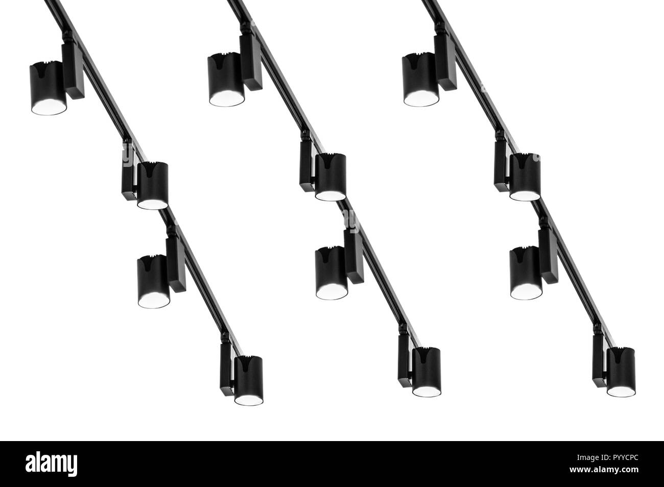 Black ceiling lights. Isolate Stock Photo - Alamy