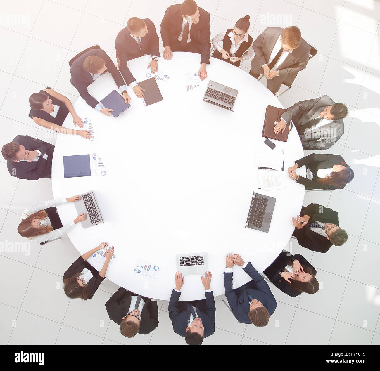 view from the top.meeting business partners for round - table Stock ...