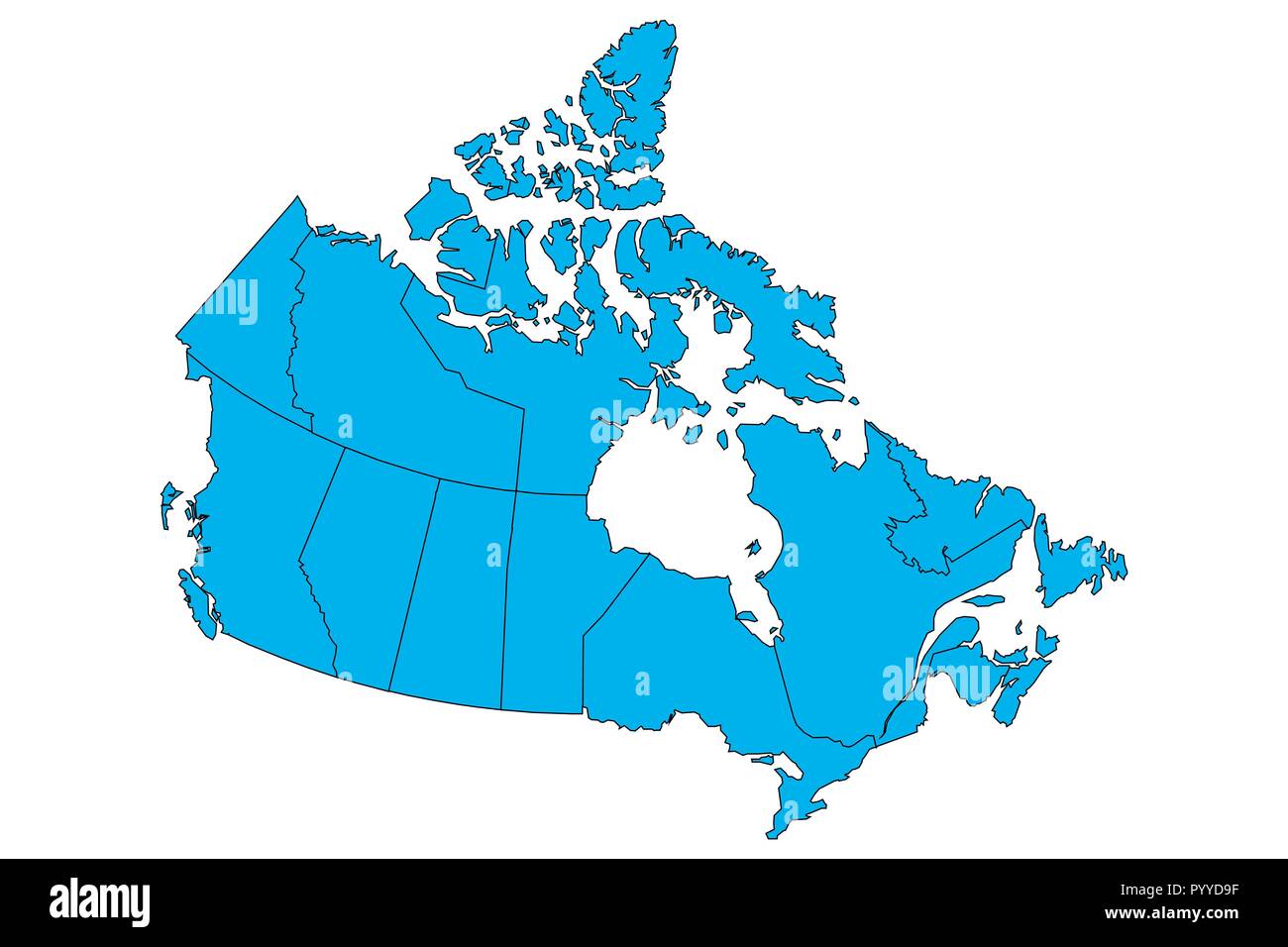 Vector map of Canad with provinces and territories borders Stock Vector ...