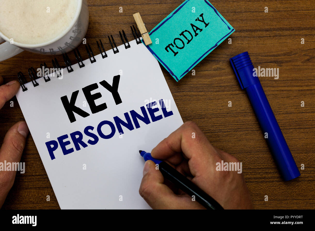 Writing note showing Key Personnel. Business photo showcasing Program ...