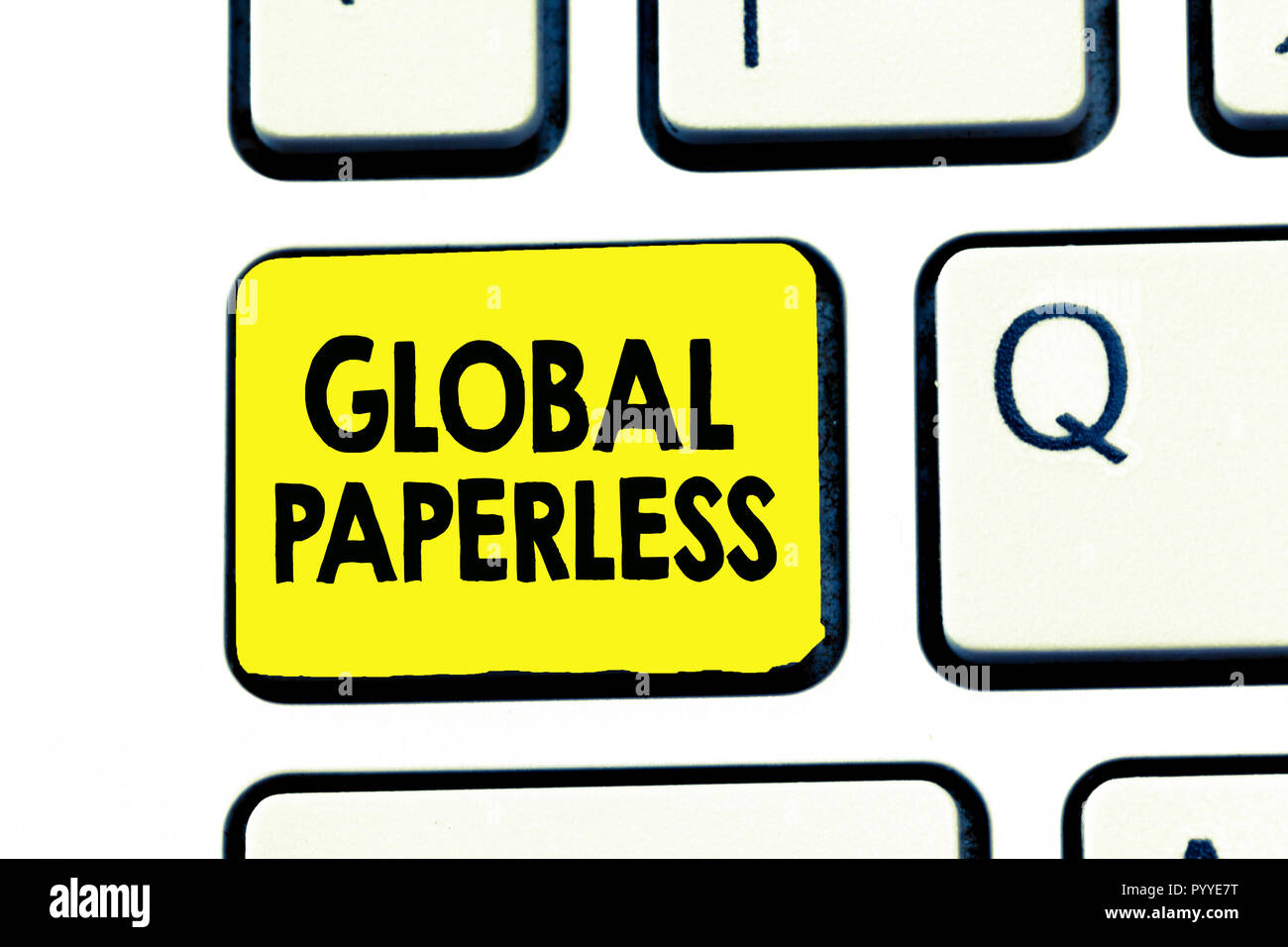 Text sign showing Global Paperless. Conceptual photo going for ...