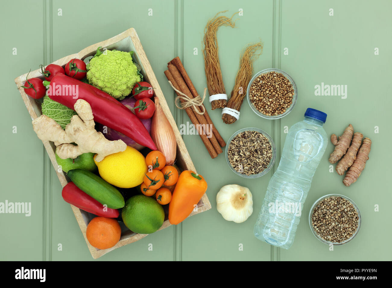 Diet health food for liver detox concept with fresh fruit, vegetables ...