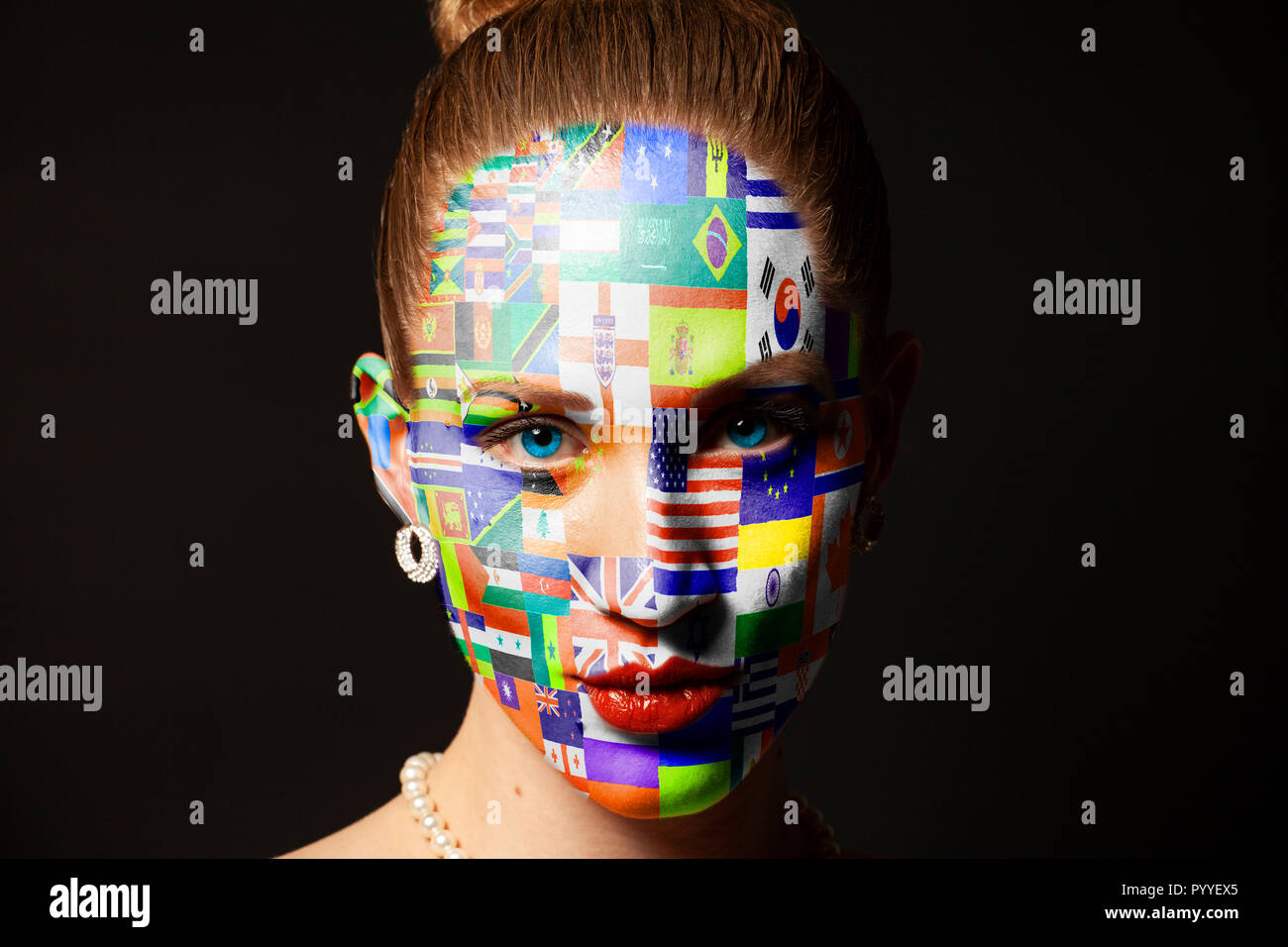 Face paint world map hi-res stock photography and images - Alamy