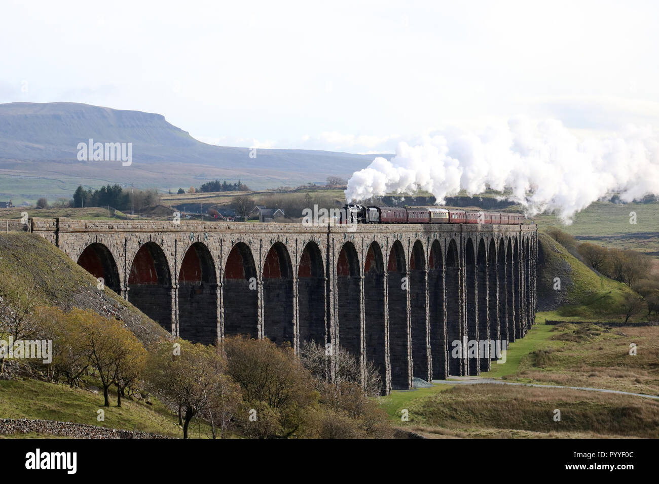 Stanier 8F preserved steam engine on Dalesman special train on 30th ...