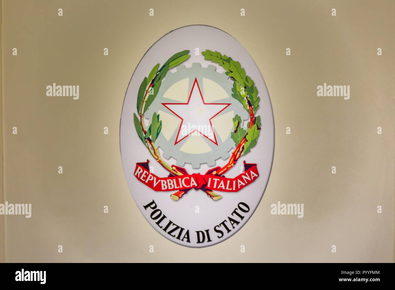 BOLOGNA, ITALY - OCTOBER 17, 2018: light is enlightening Italian State ...