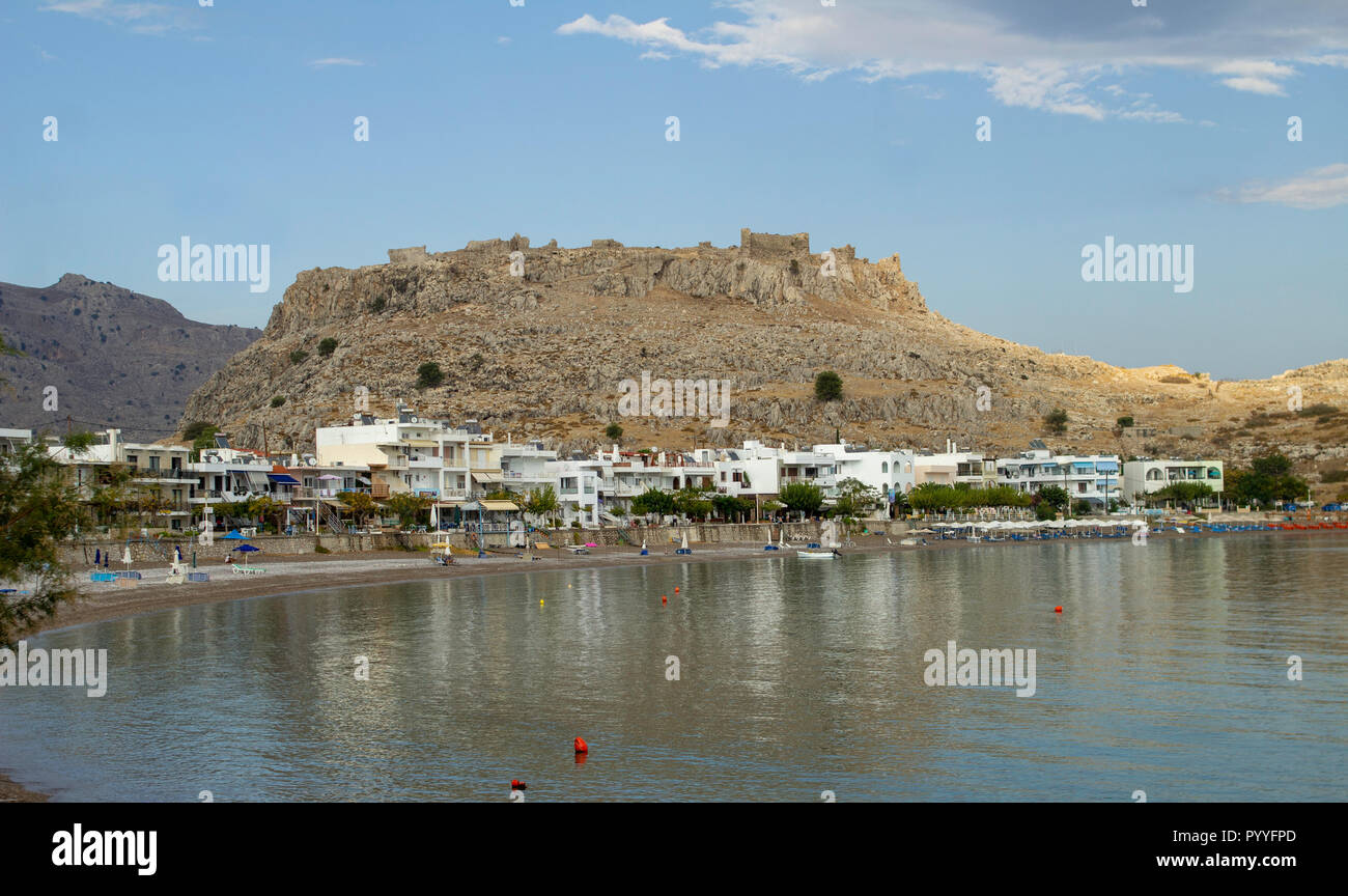 The picturesque village of Charaki in Rhodes,Greece. Charaki is a ...