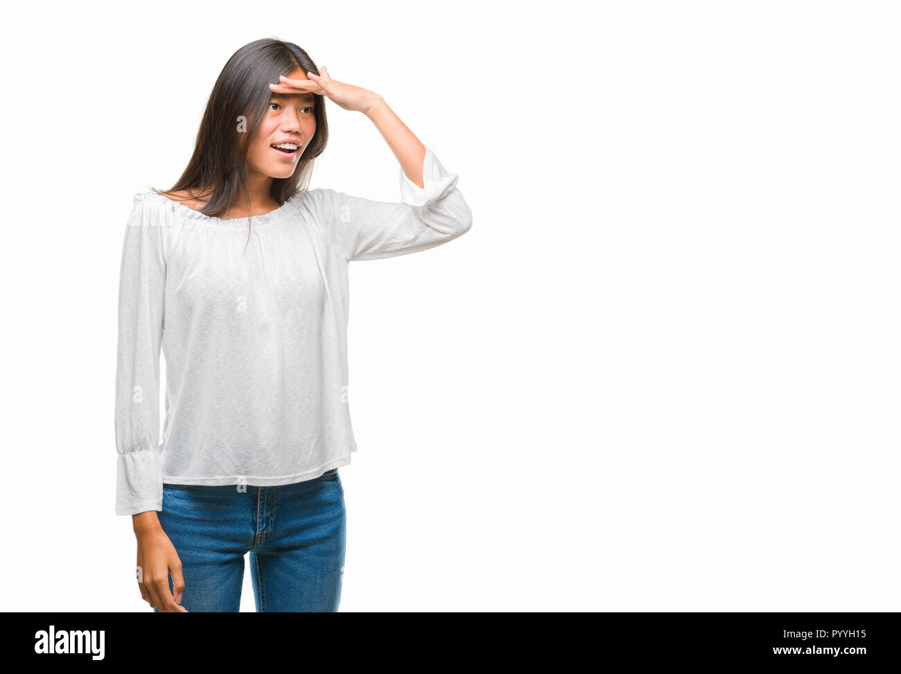 Young asian woman over isolated background very happy and smiling ...