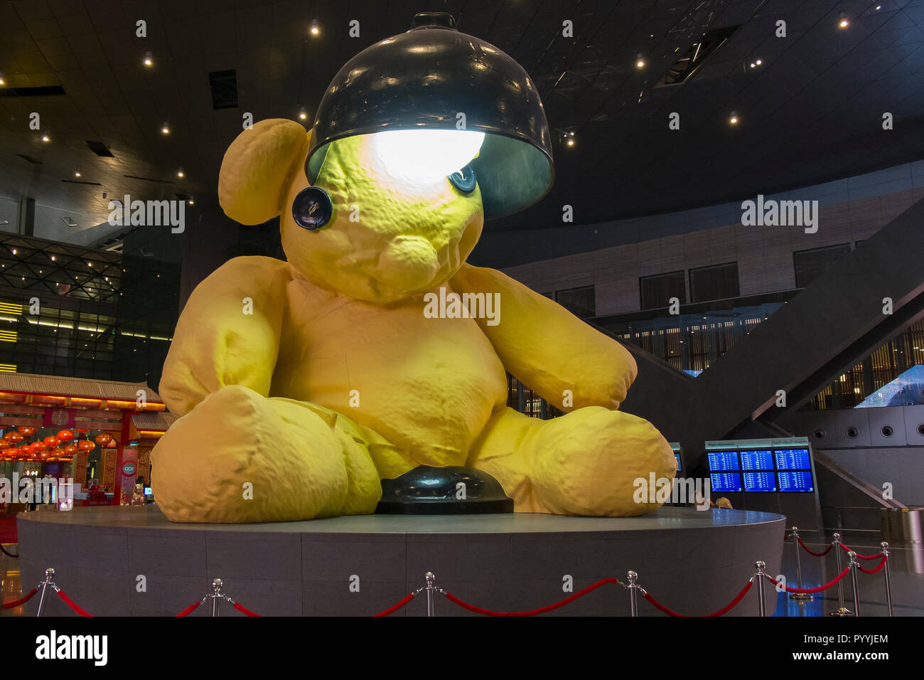 Large stuffed art bear at Hamad International Airport in Doha, Qatar ...