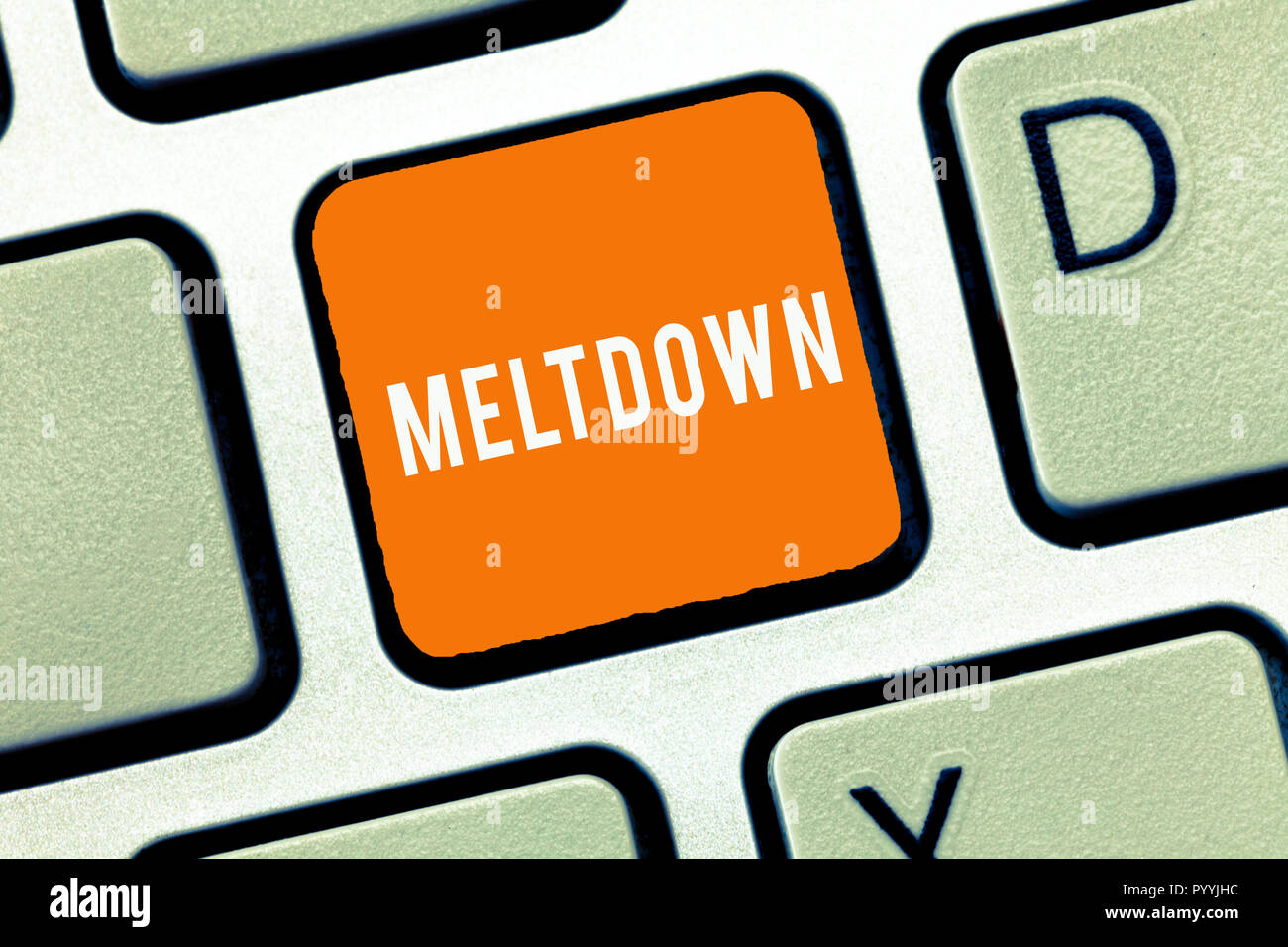 Text sign showing Meltdown. Conceptual photo disastrous collapse or ...