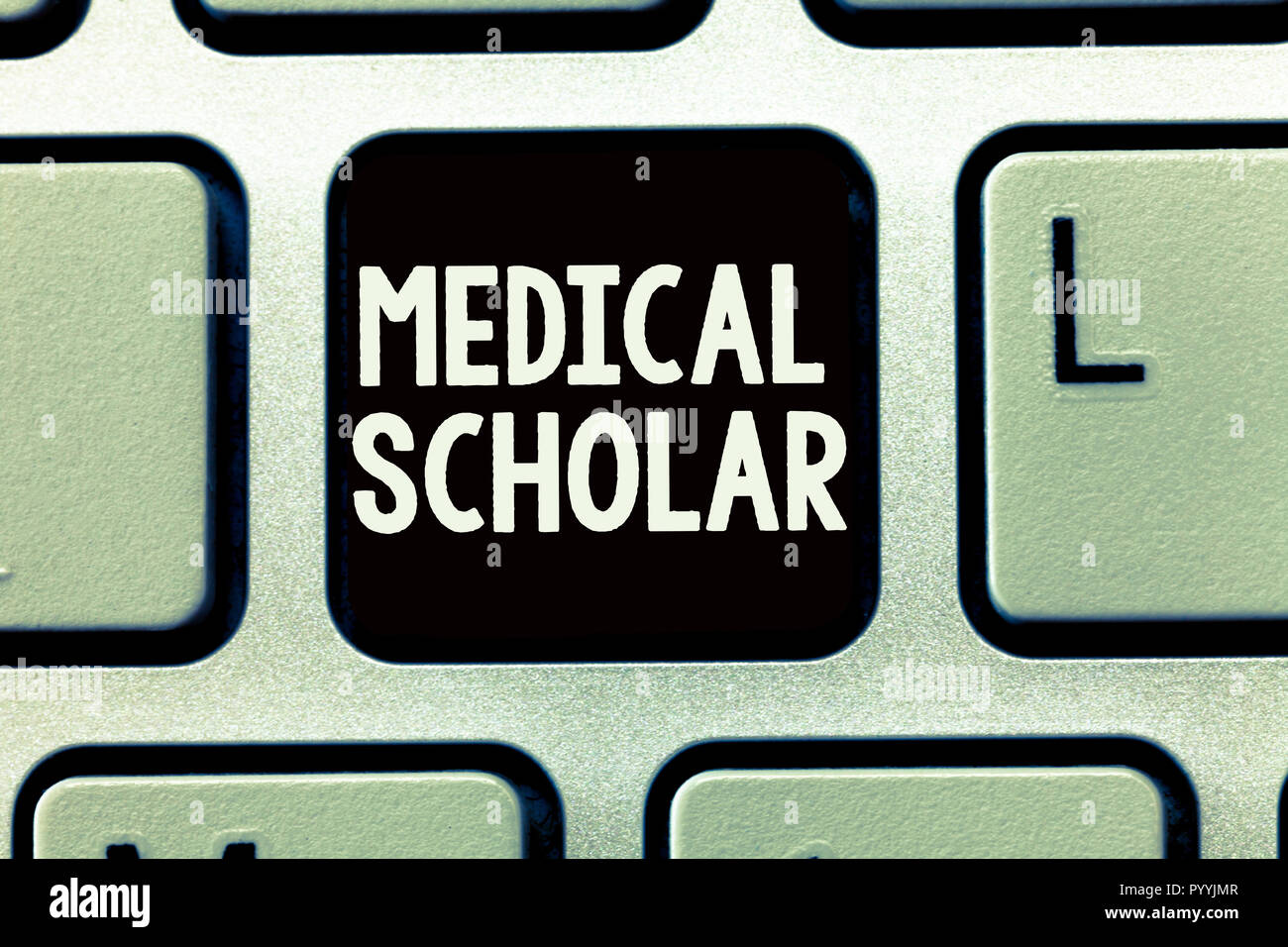 Writing note showing Medical Scholar. Business photo showcasing a ...