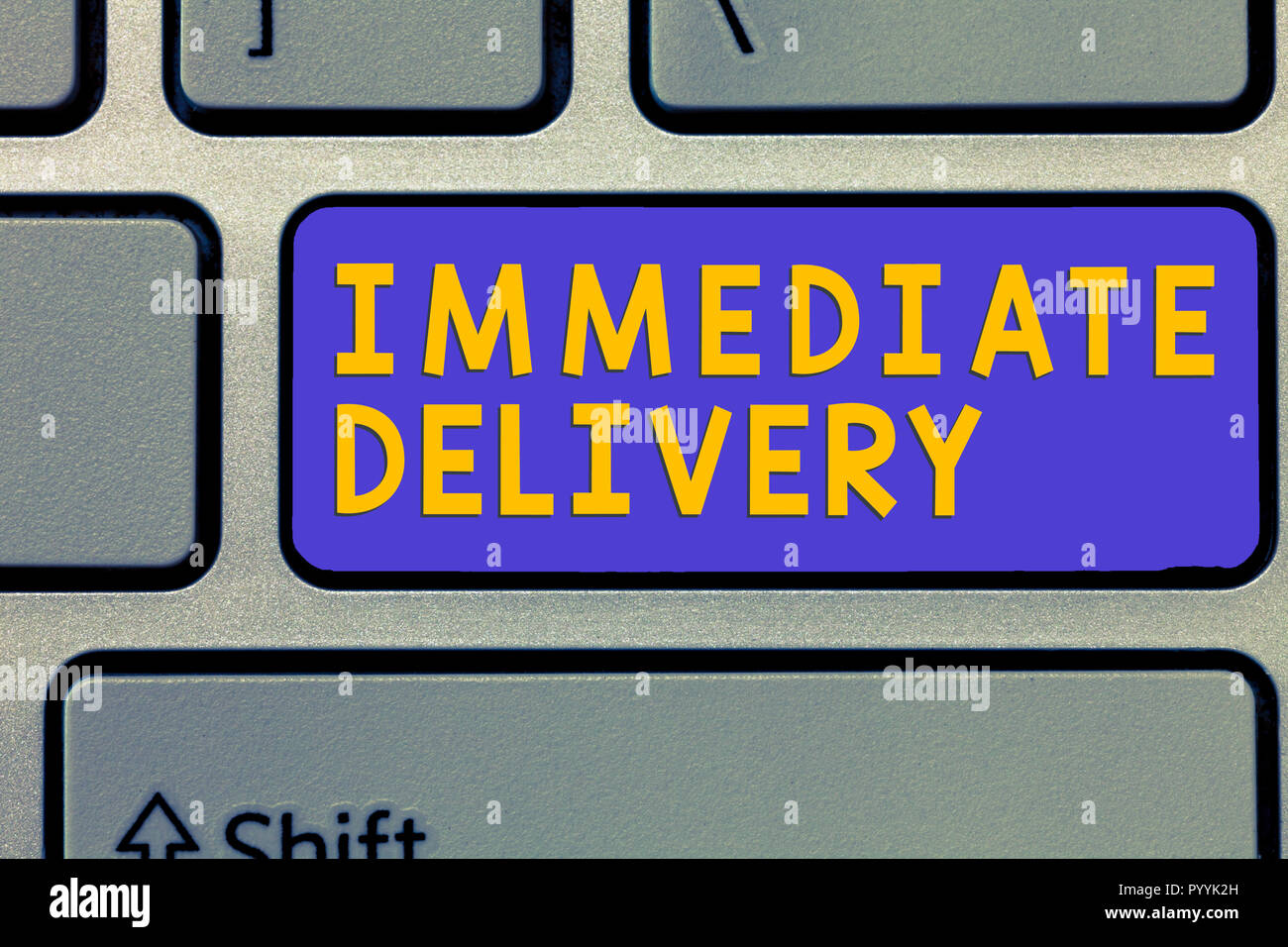 Handwriting text Immediate Delivery. Concept meaning Send it Now Custom ...
