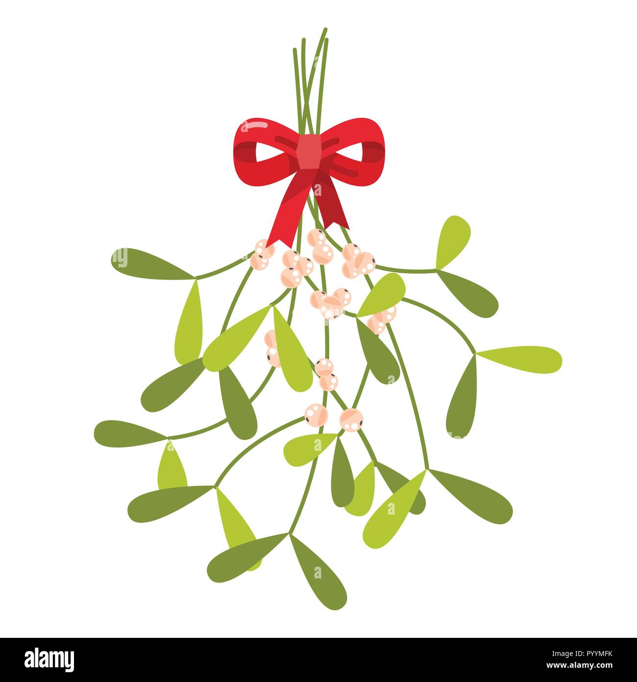 Mistletoe with red bow. Vector illustration Stock Vector Image & Art ...