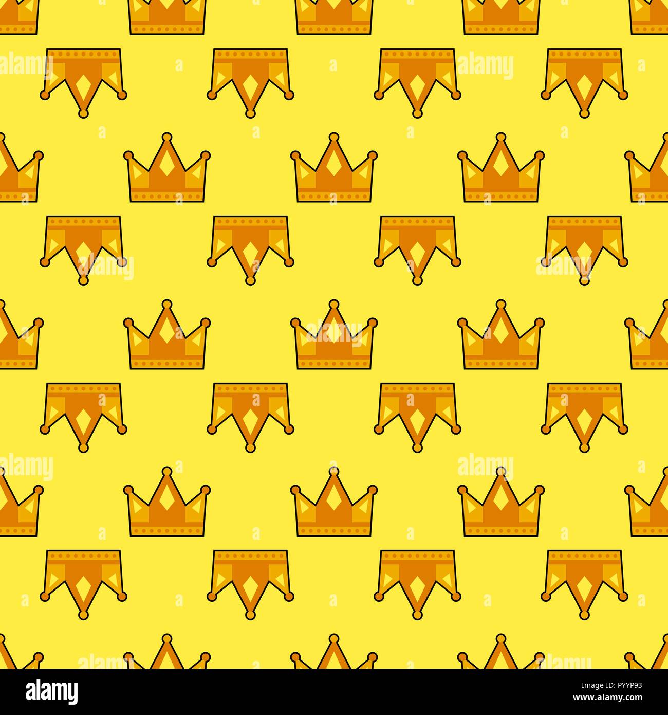 Seamless gold white crown pattern yellow background Stock Vector Image ...