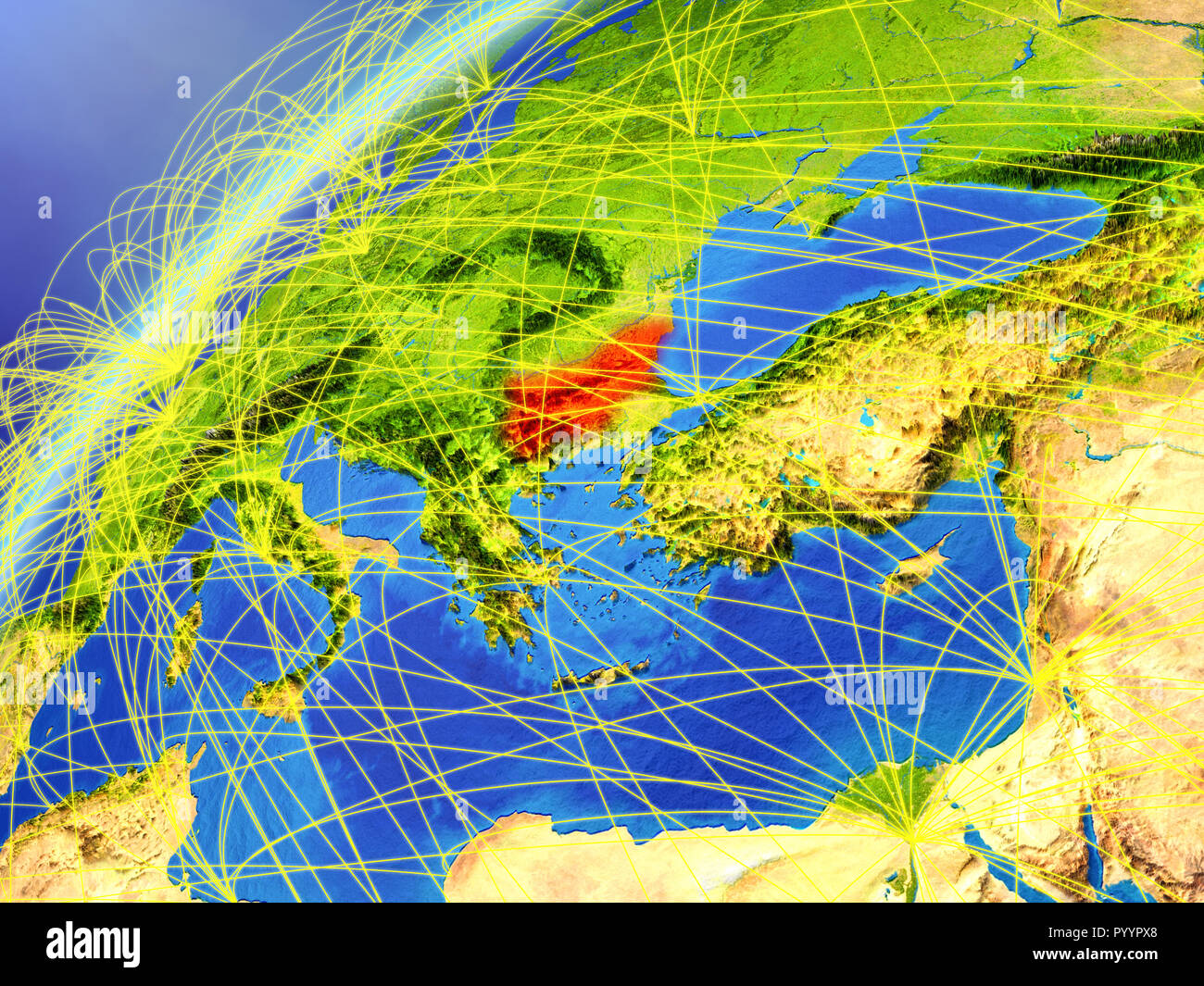 Bulgaria on model of planet Earth with international networks. Concept ...