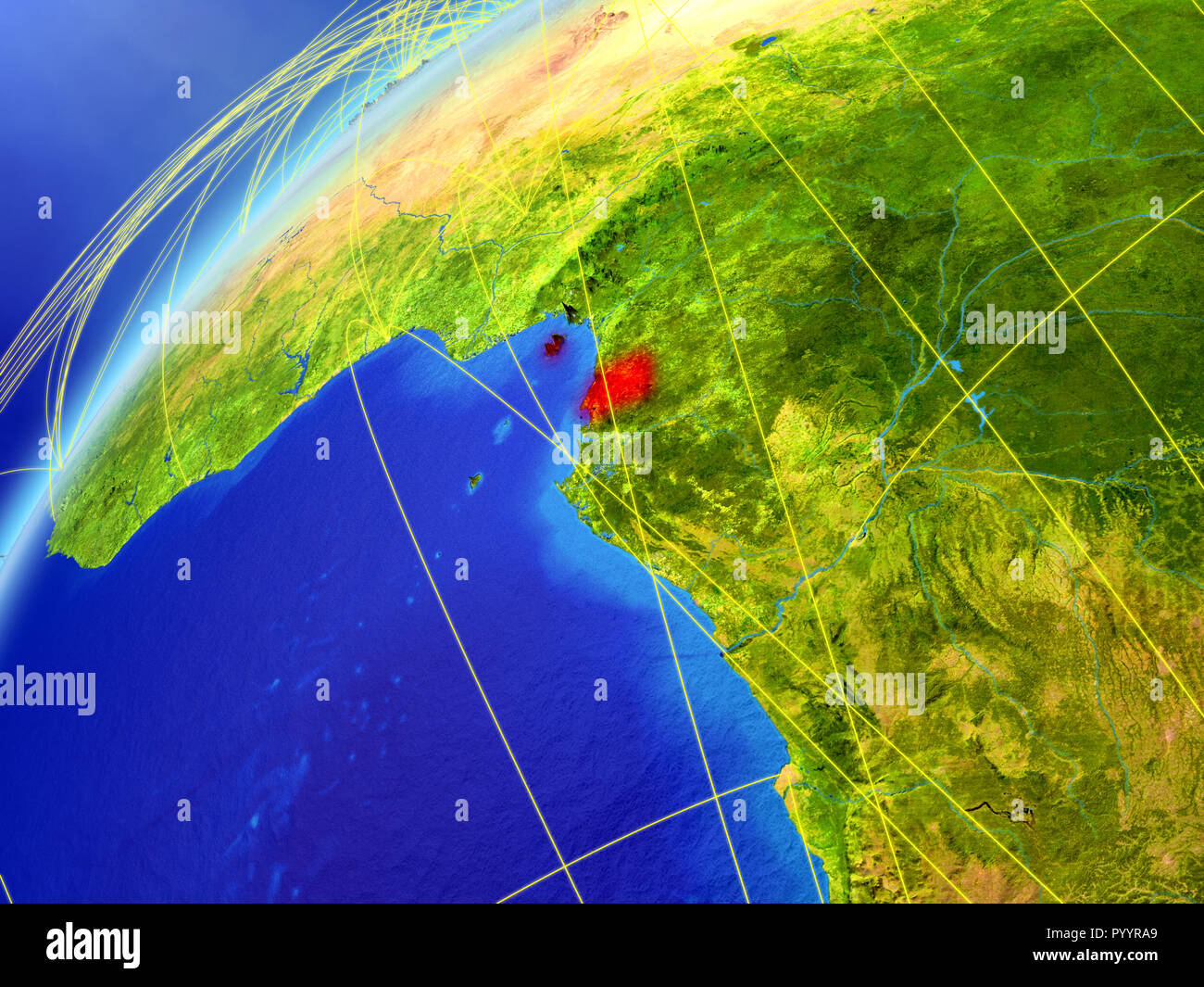 Equatorial Guinea on model of planet Earth with international networks ...