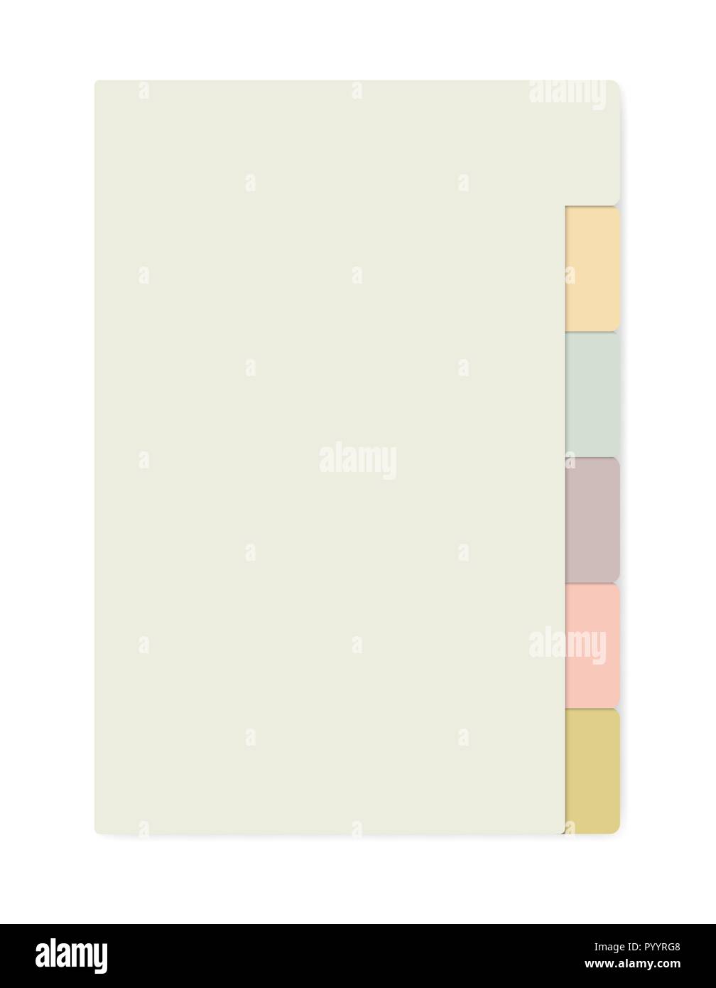 Colored sheets with tab dividers notebook, realistic vector mockup ...