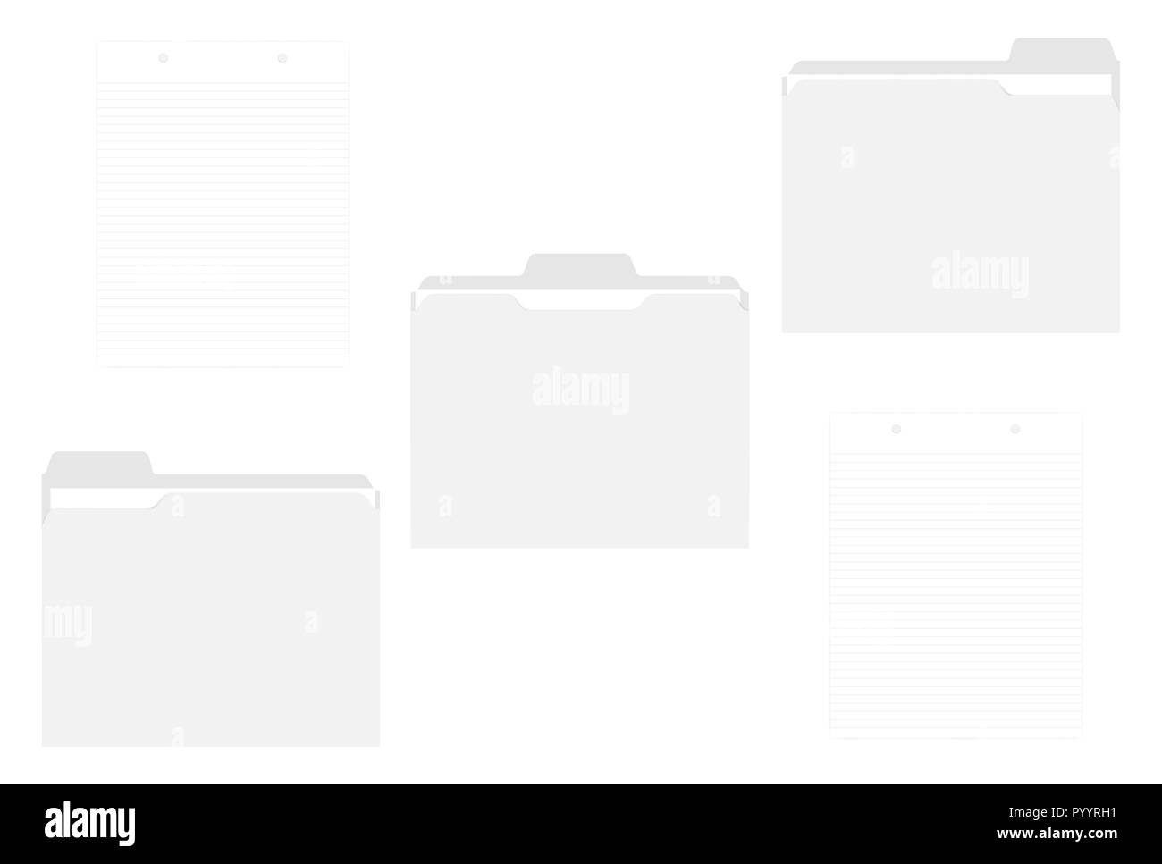 Blank file folders with assorted position cut tabs isolated on white ...