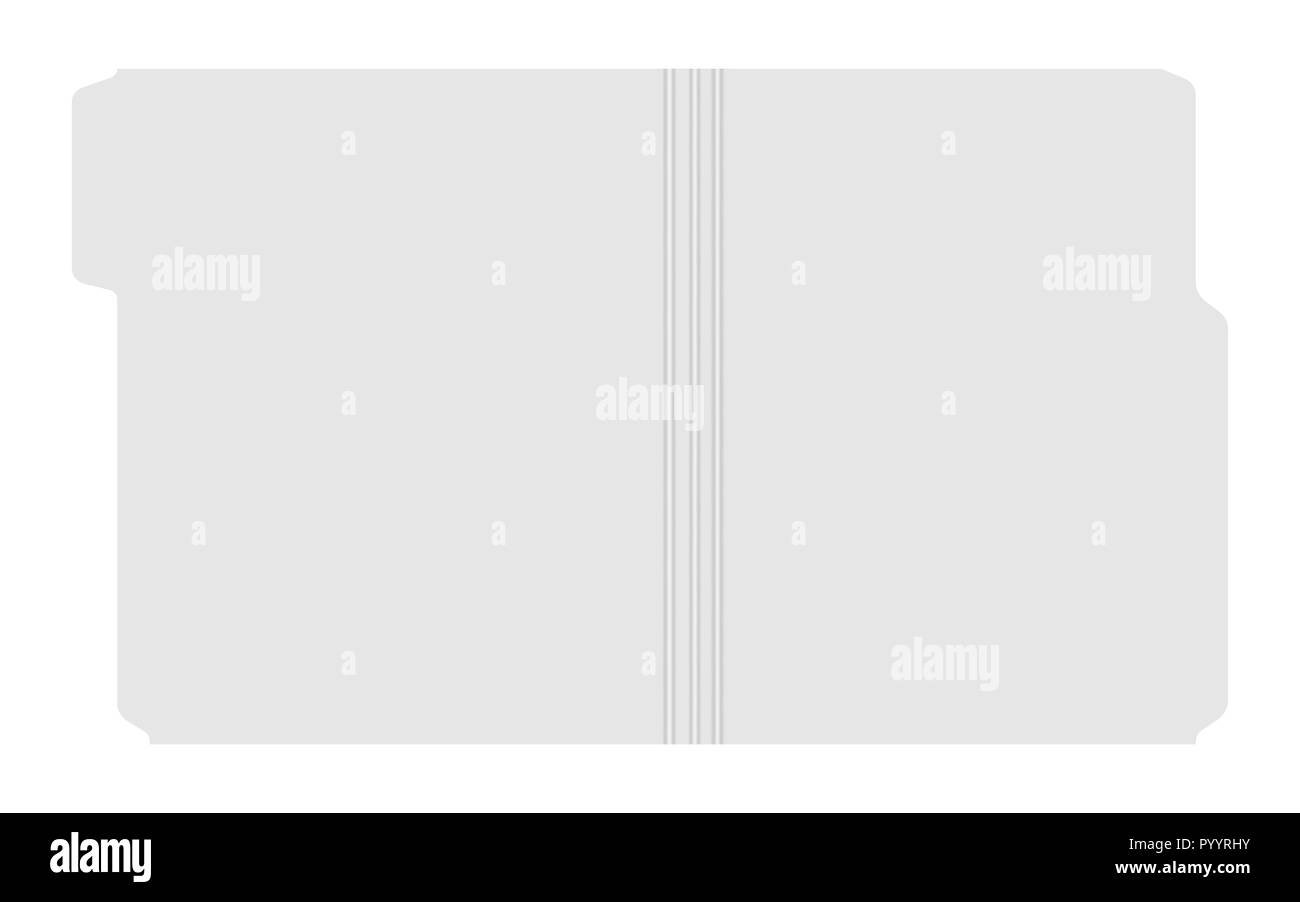 Open file folder with cut tab isolated on white background, template. Empty document case top ...