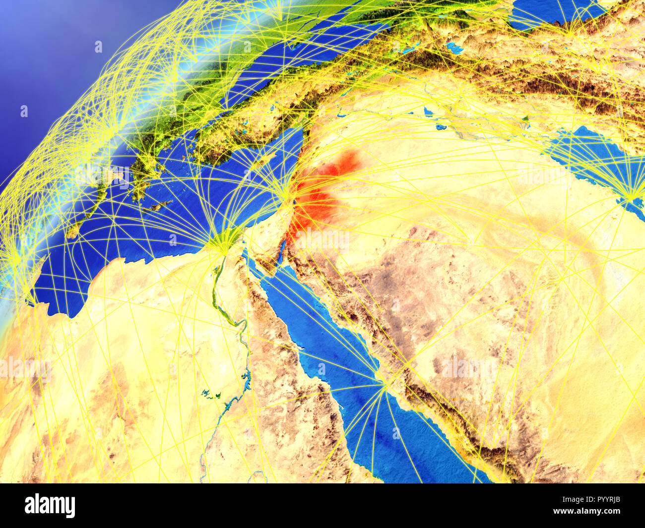 Jordan on model of planet Earth with international networks. Concept of ...