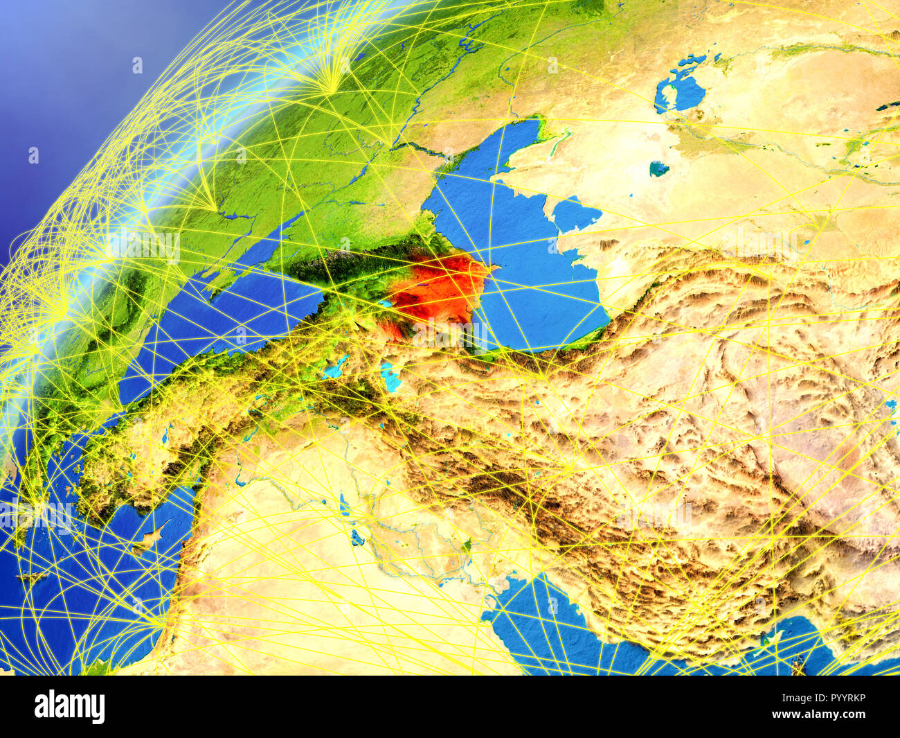 Azerbaijan on model of planet Earth with international networks ...