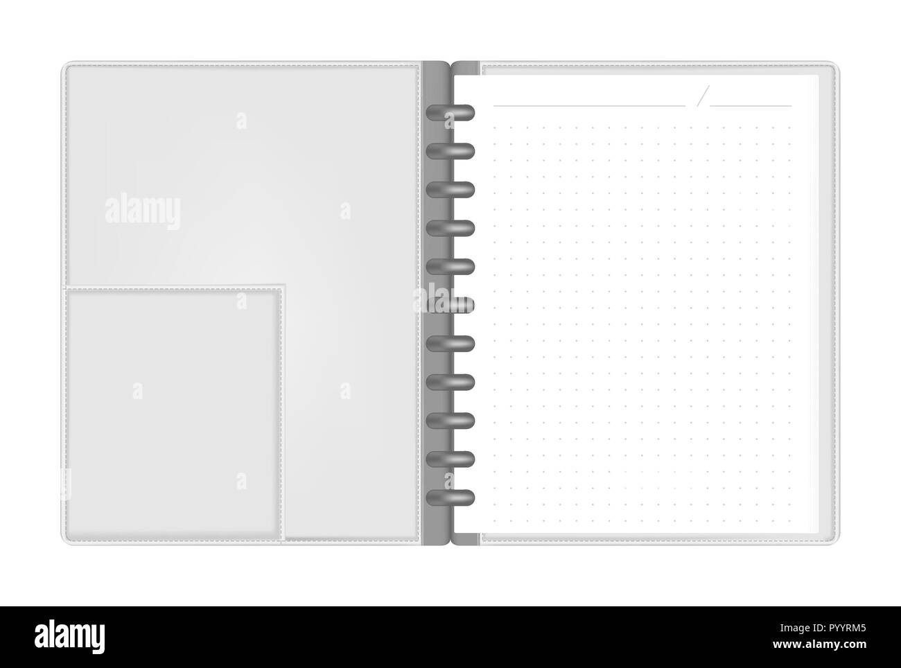 Open discbound letter size notebook with interior pocket top view ...