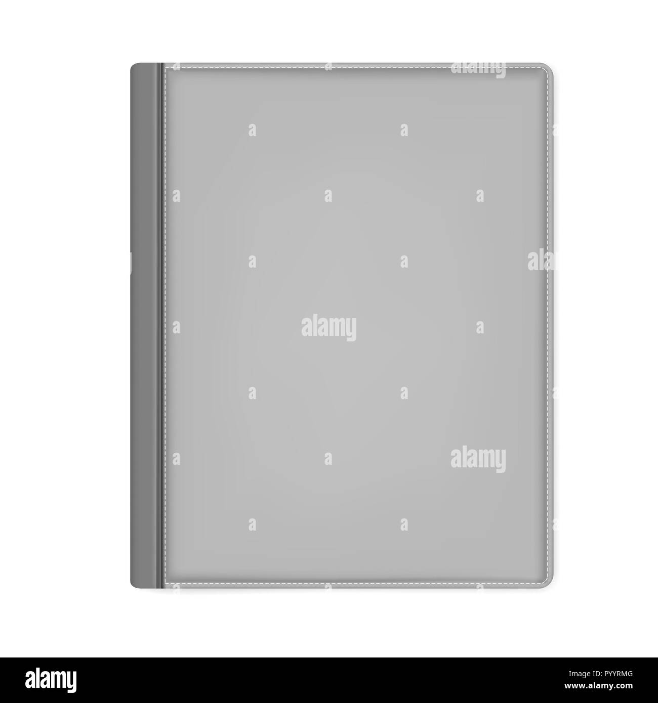 Hardcover notebook top view, vector mock up. Gray leather bound journal ...