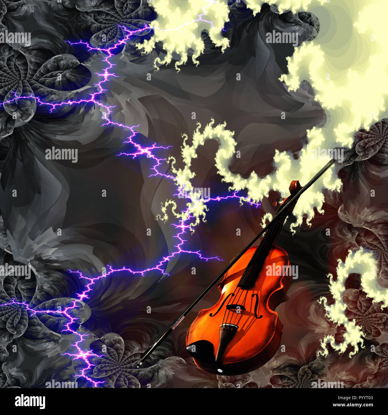 Violin Modern Art Composition. 3D rendering Stock Photo - Alamy