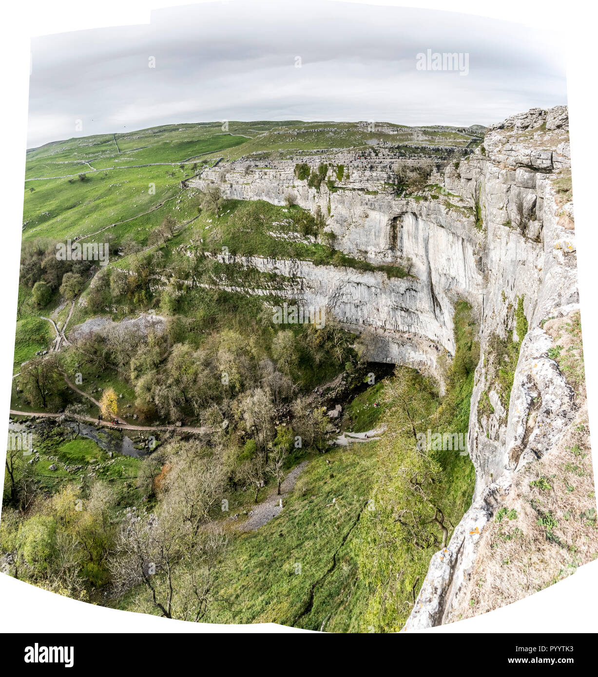 Malham Cove famous limestone geological outcrop in the North Yorkshire ...