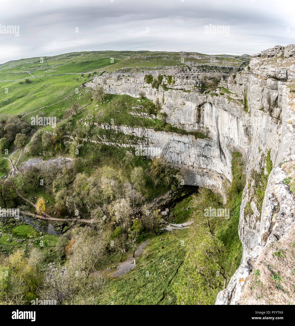 Malham Cove famous limestone geological outcrop in the North Yorkshire ...