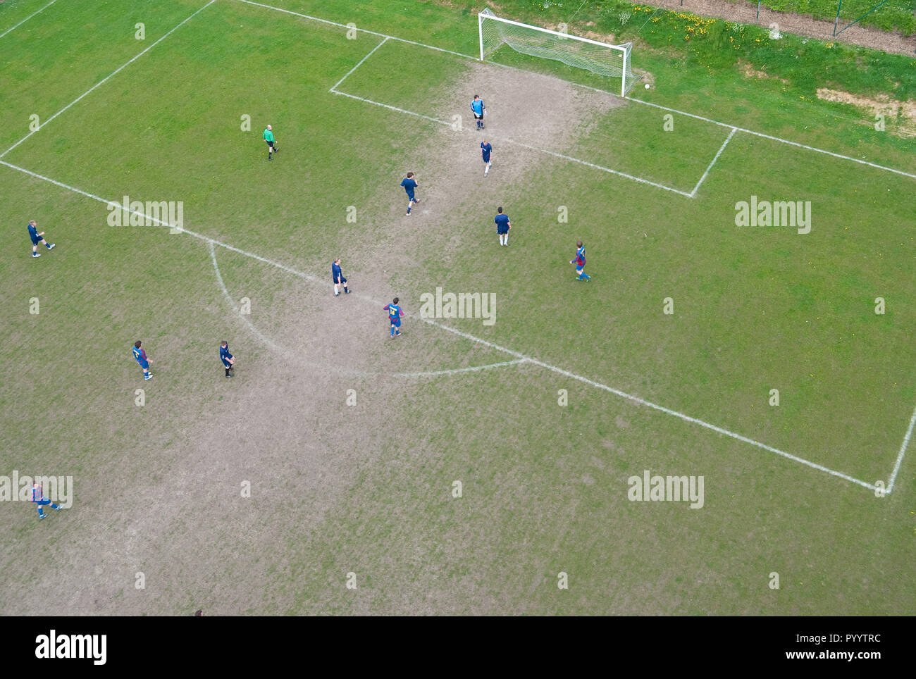 Aerial image of local soccer match Stock Photo - Alamy