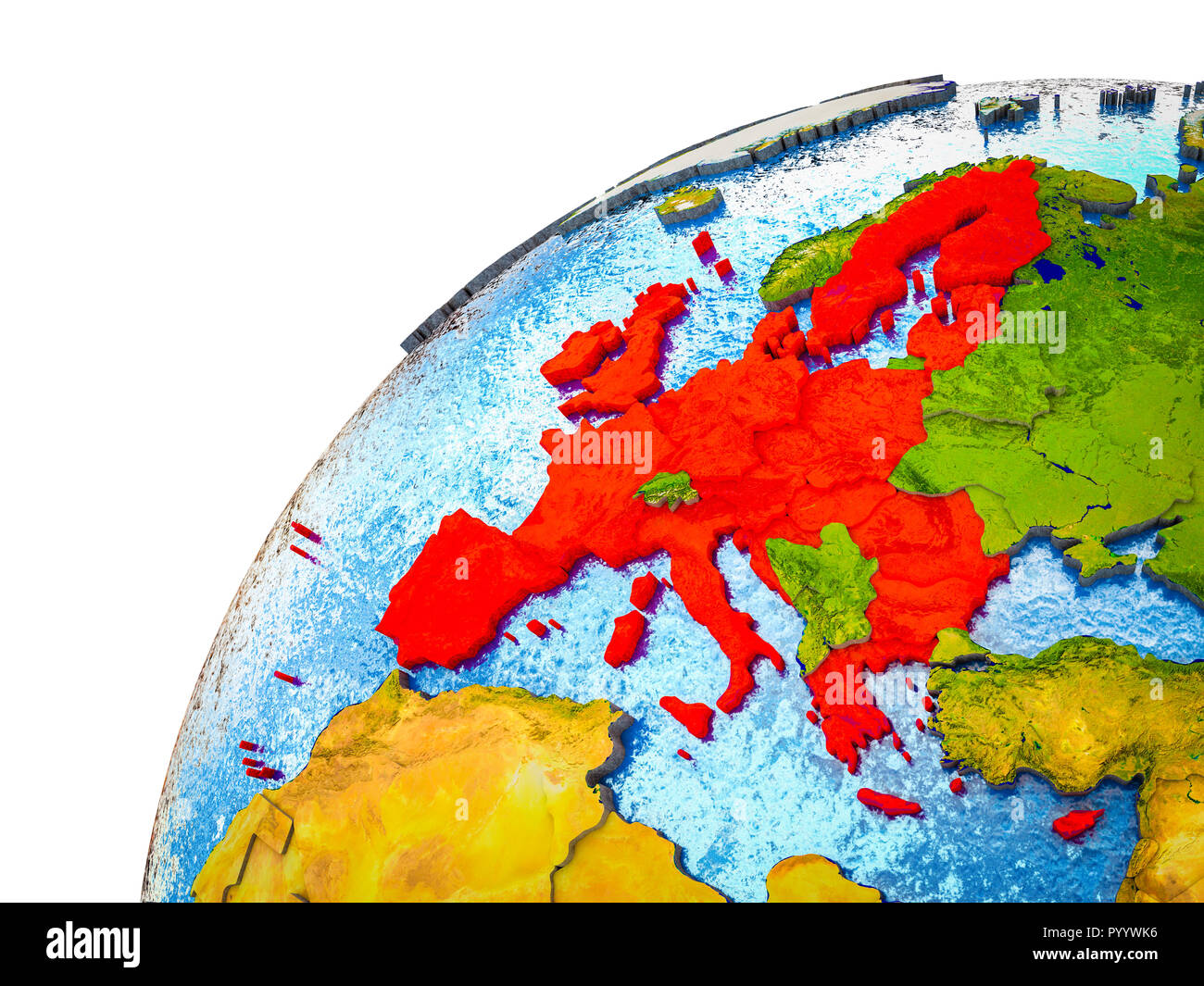European Union on 3D Earth model with visible country borders. 3D ...